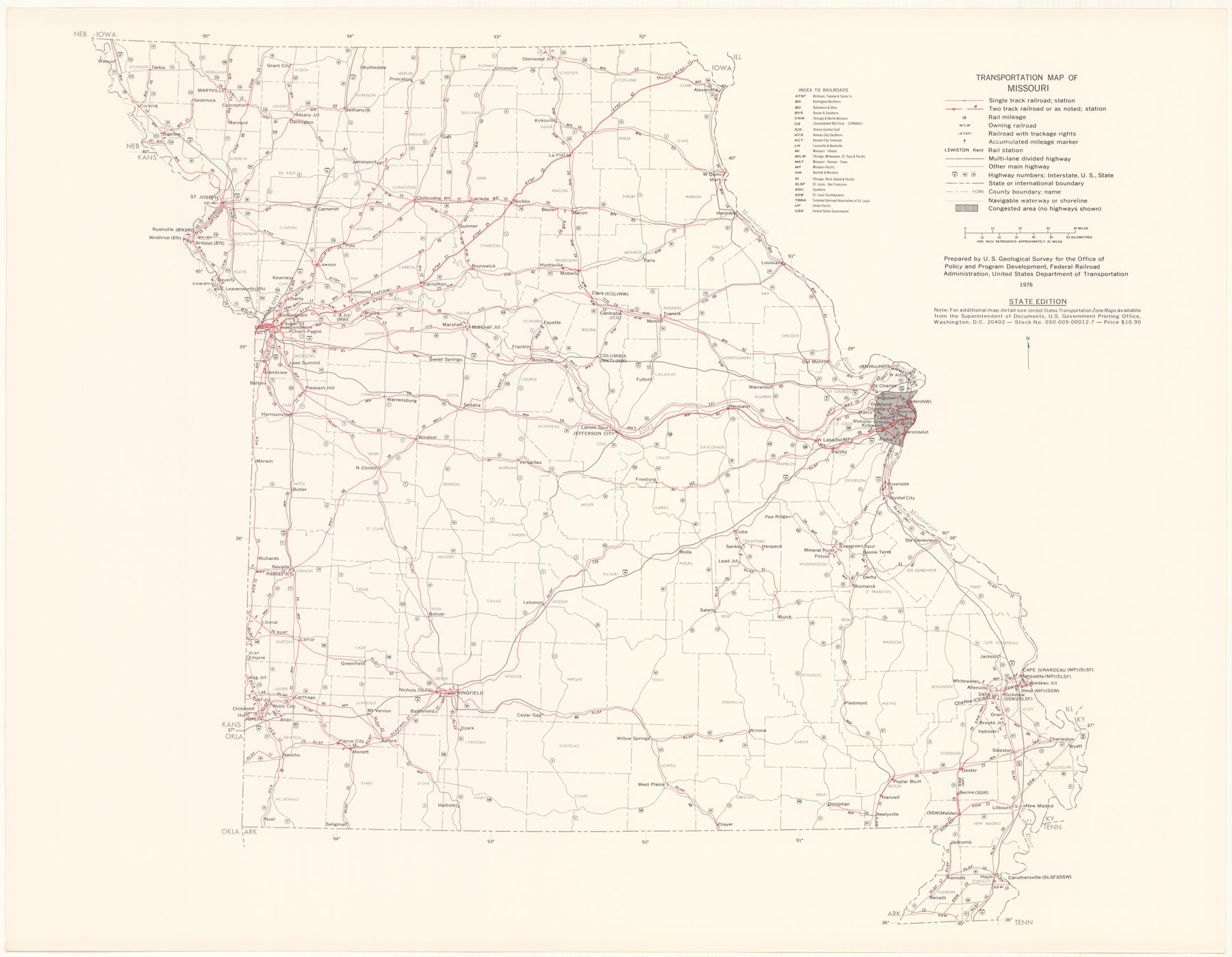 Missouri Transportation Map 1976: State Edition – WardMaps LLC