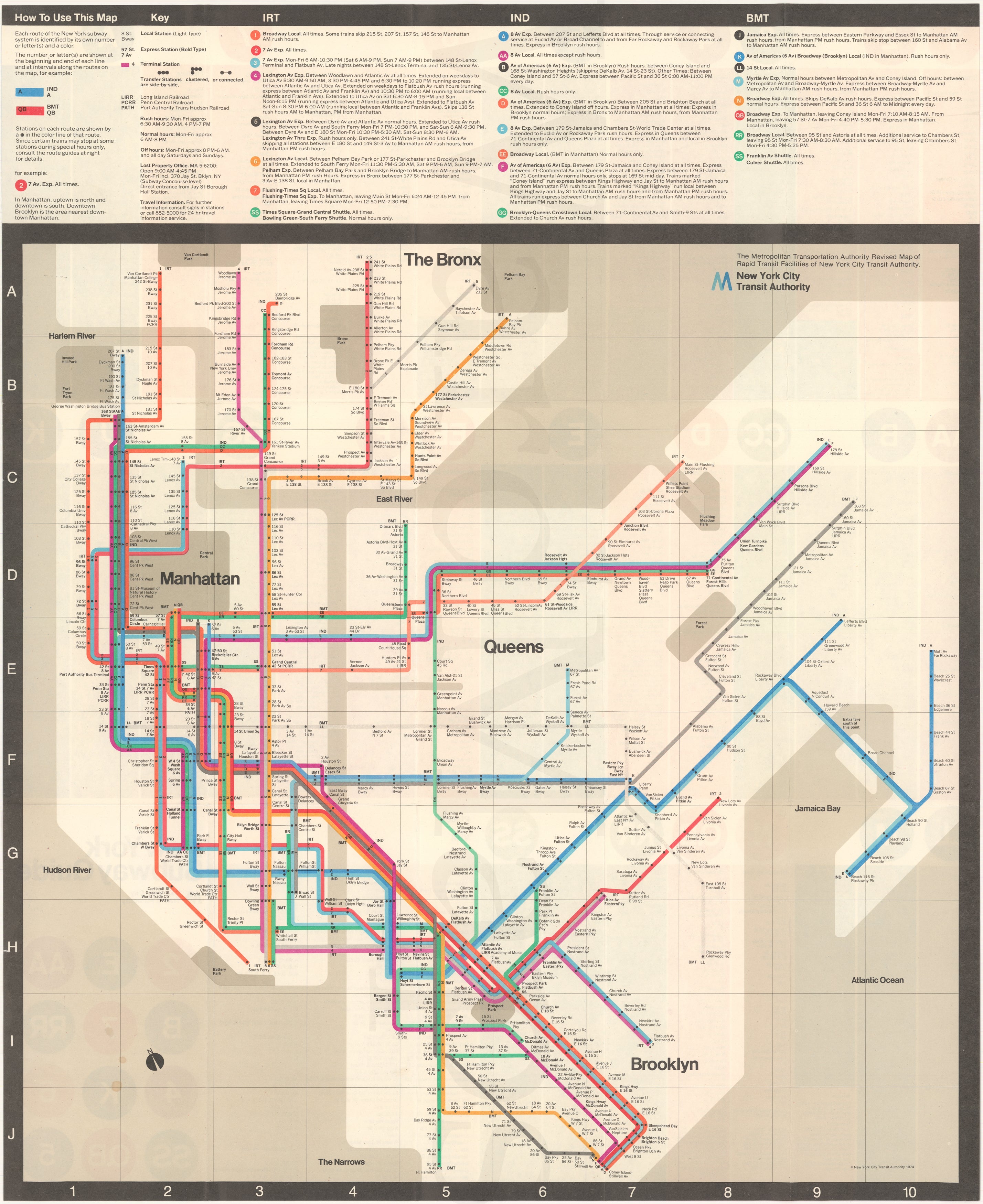 New York City Subway Map 1974 (v2) (Side A) – WardMaps LLC