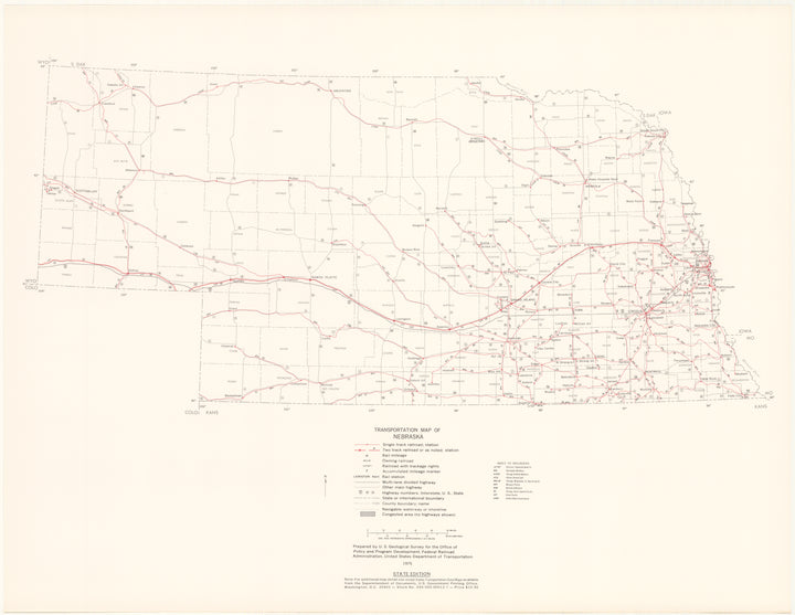 Nebraska Transportation Map 1975: State Edition – WardMaps LLC
