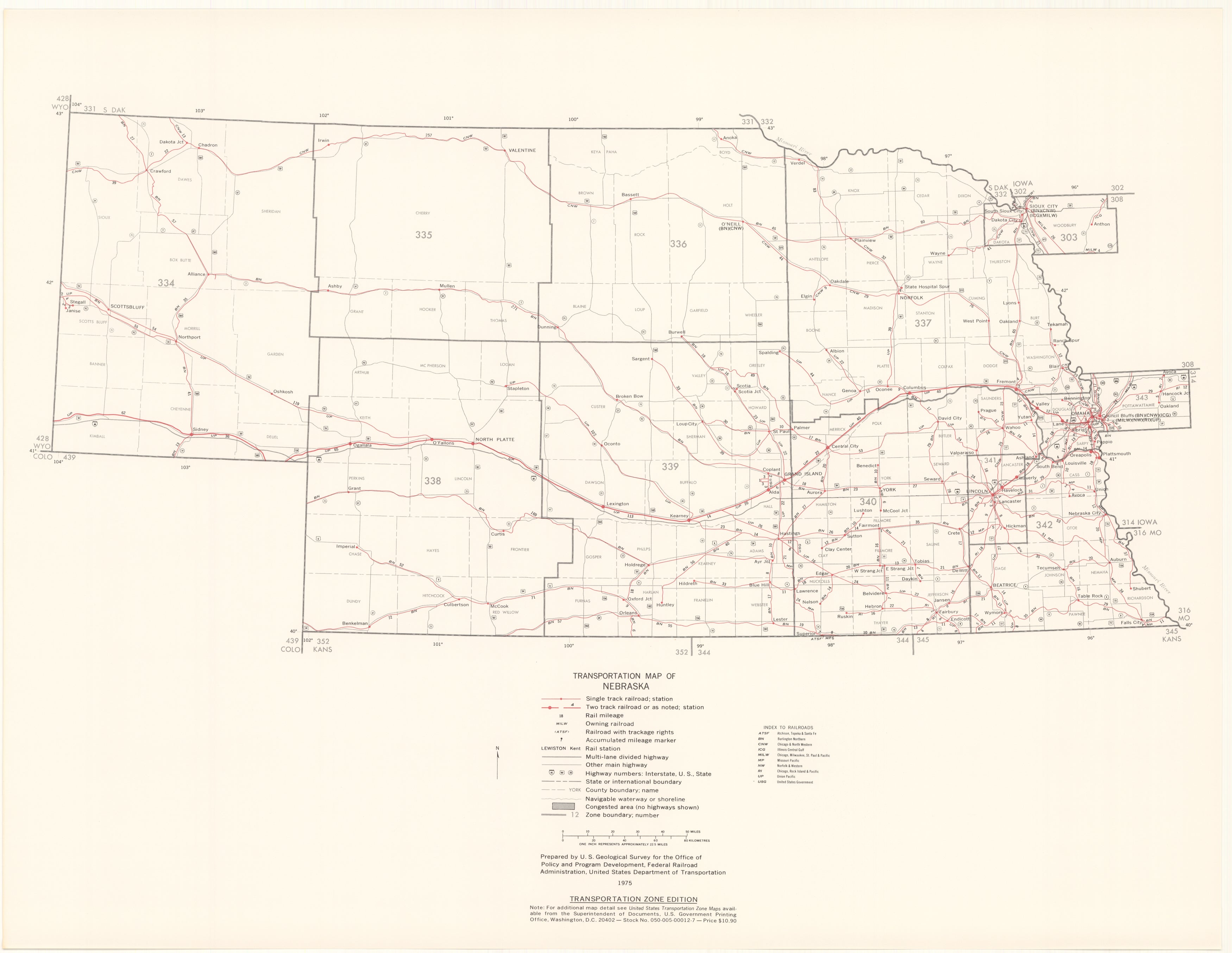 Nebraska Transportation Map 1975: Zone Edition – WardMaps LLC