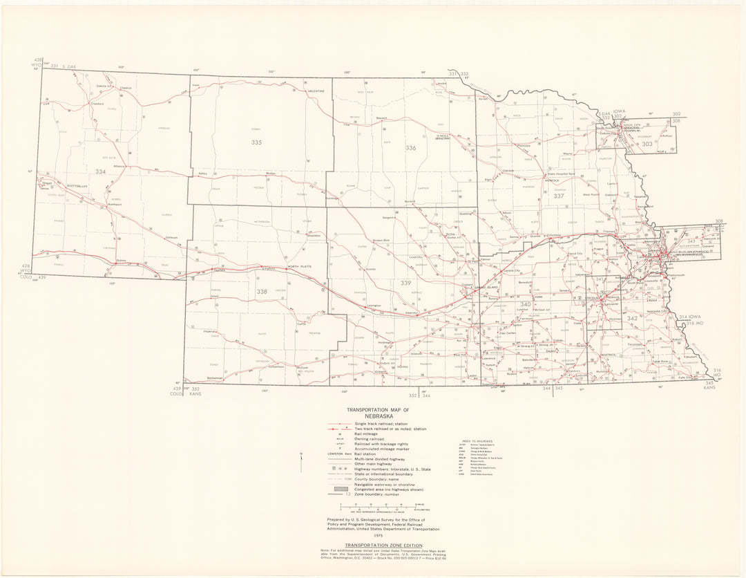 Nebraska Transportation Map 1975: Zone Edition – WardMaps LLC