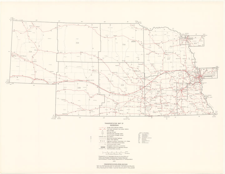 Nebraska Transportation Map 1975: Zone Edition – WardMaps LLC
