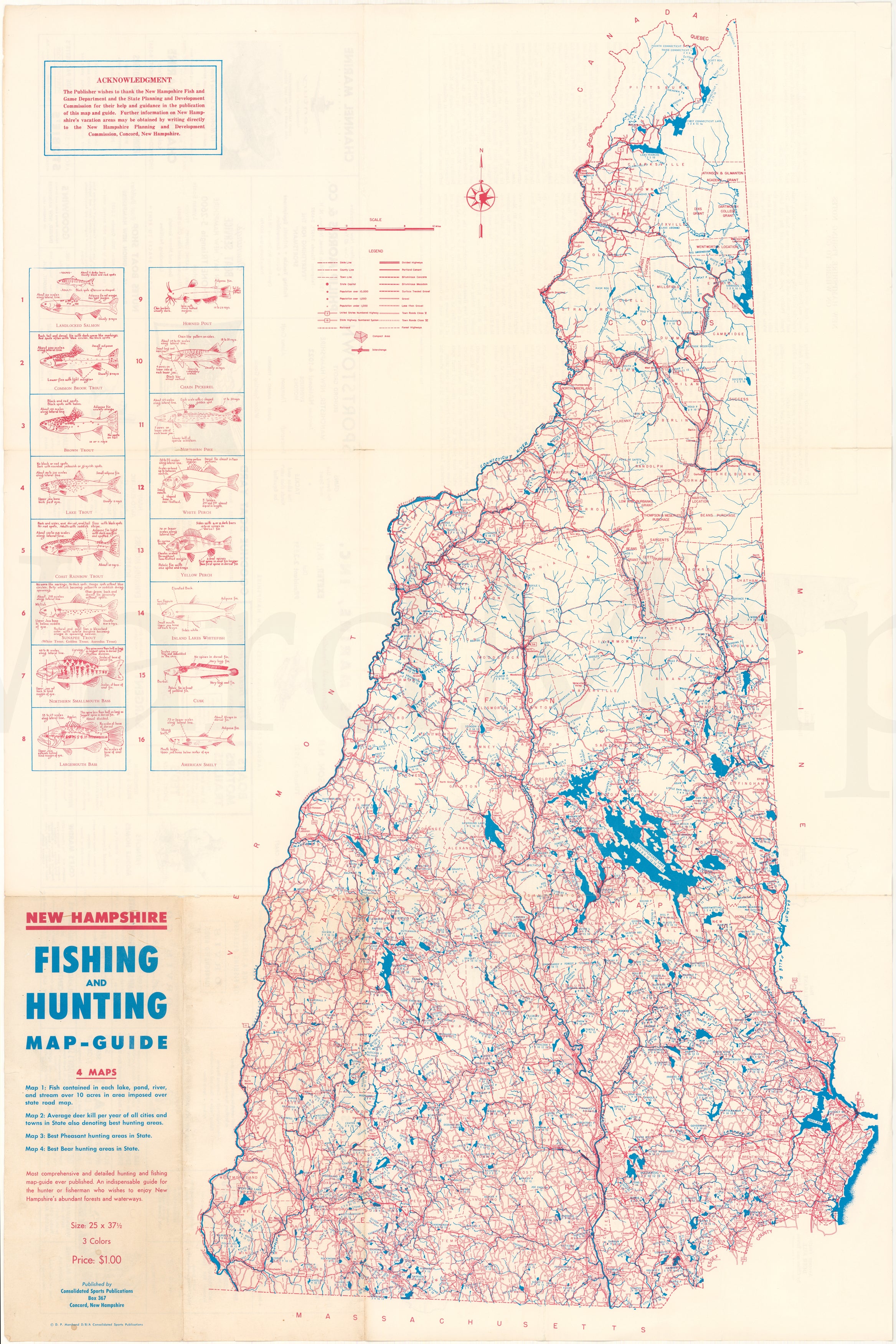 New Hampshire Hunting and Fishing Map-Guide Circa 1960s – WardMaps LLC
