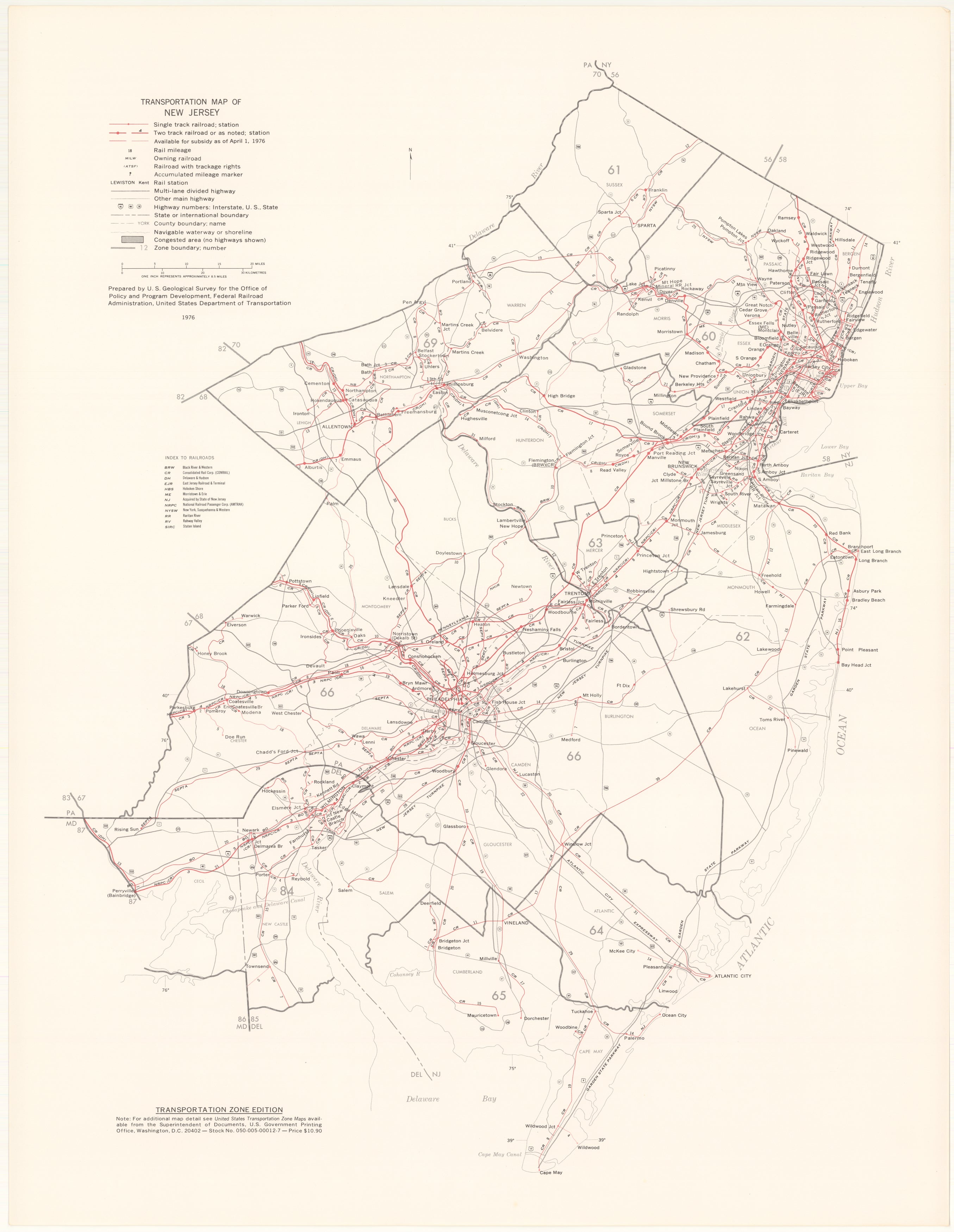 New Jersey Transportation Map 1976: Zone Edition – WardMaps LLC