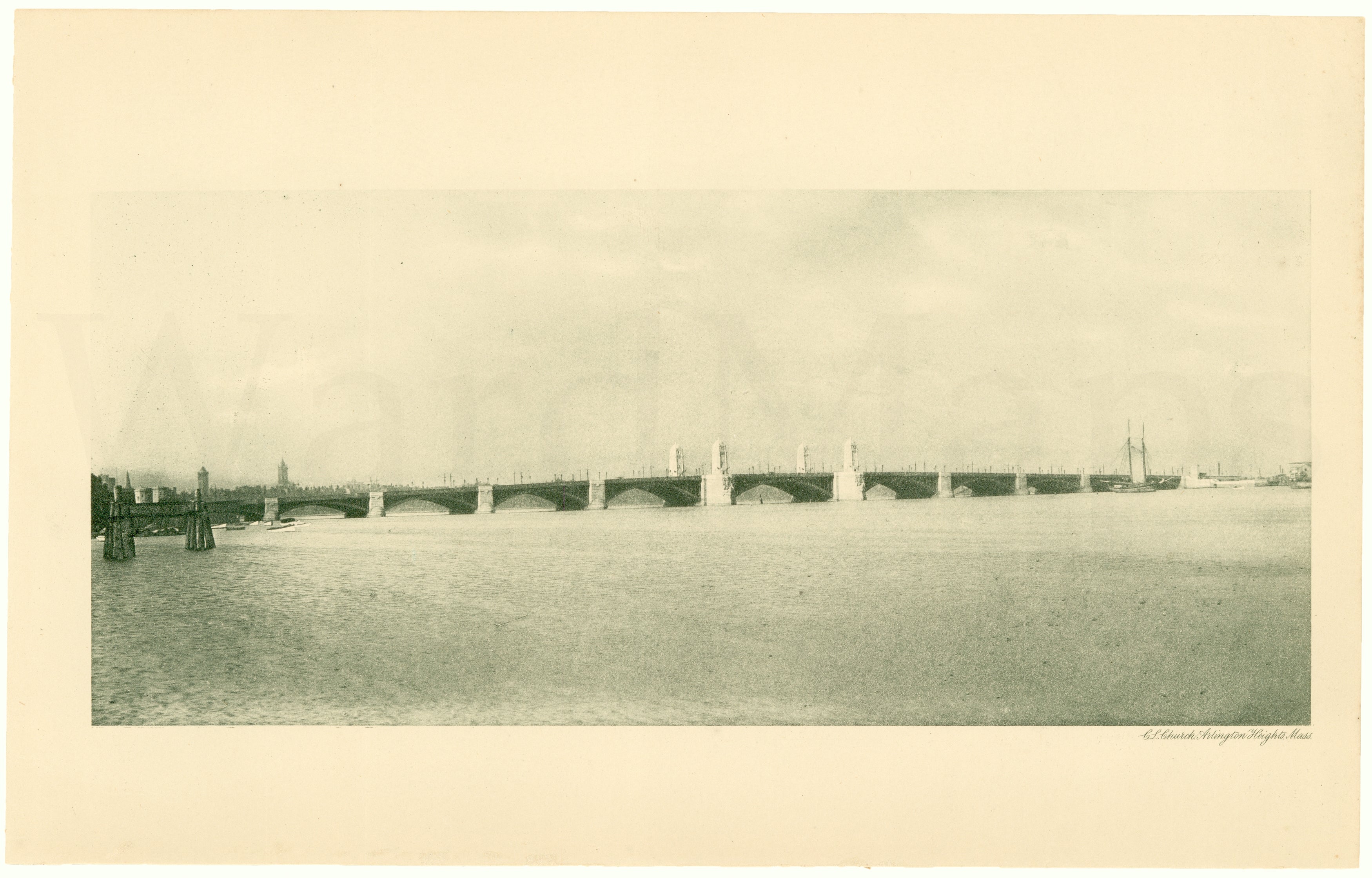Cambridge Bridge 1909: Completed Bridge from Afar – WardMaps LLC