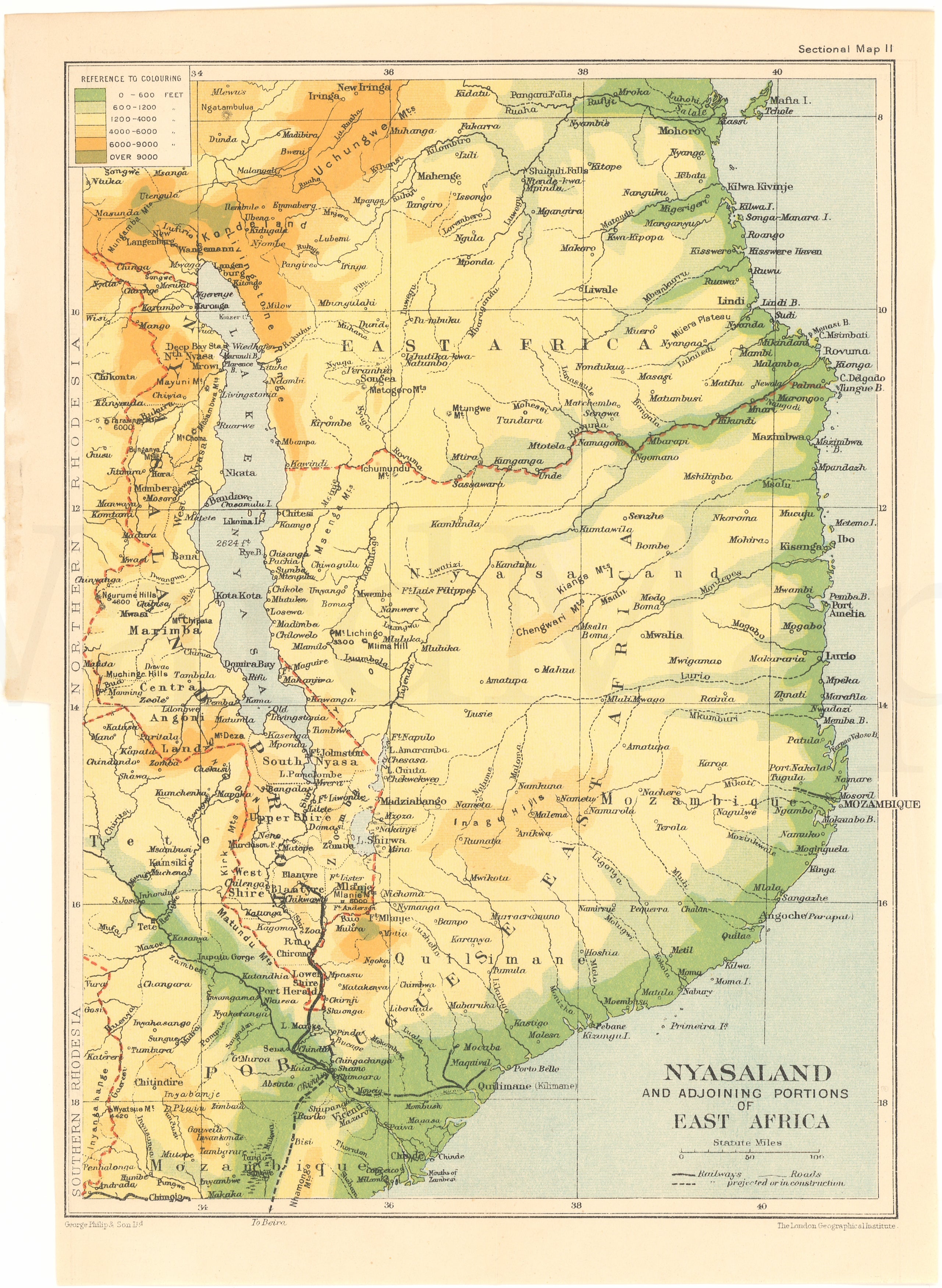 Nyasaland and Adjoining portions of East Africa 1920 – WardMaps LLC