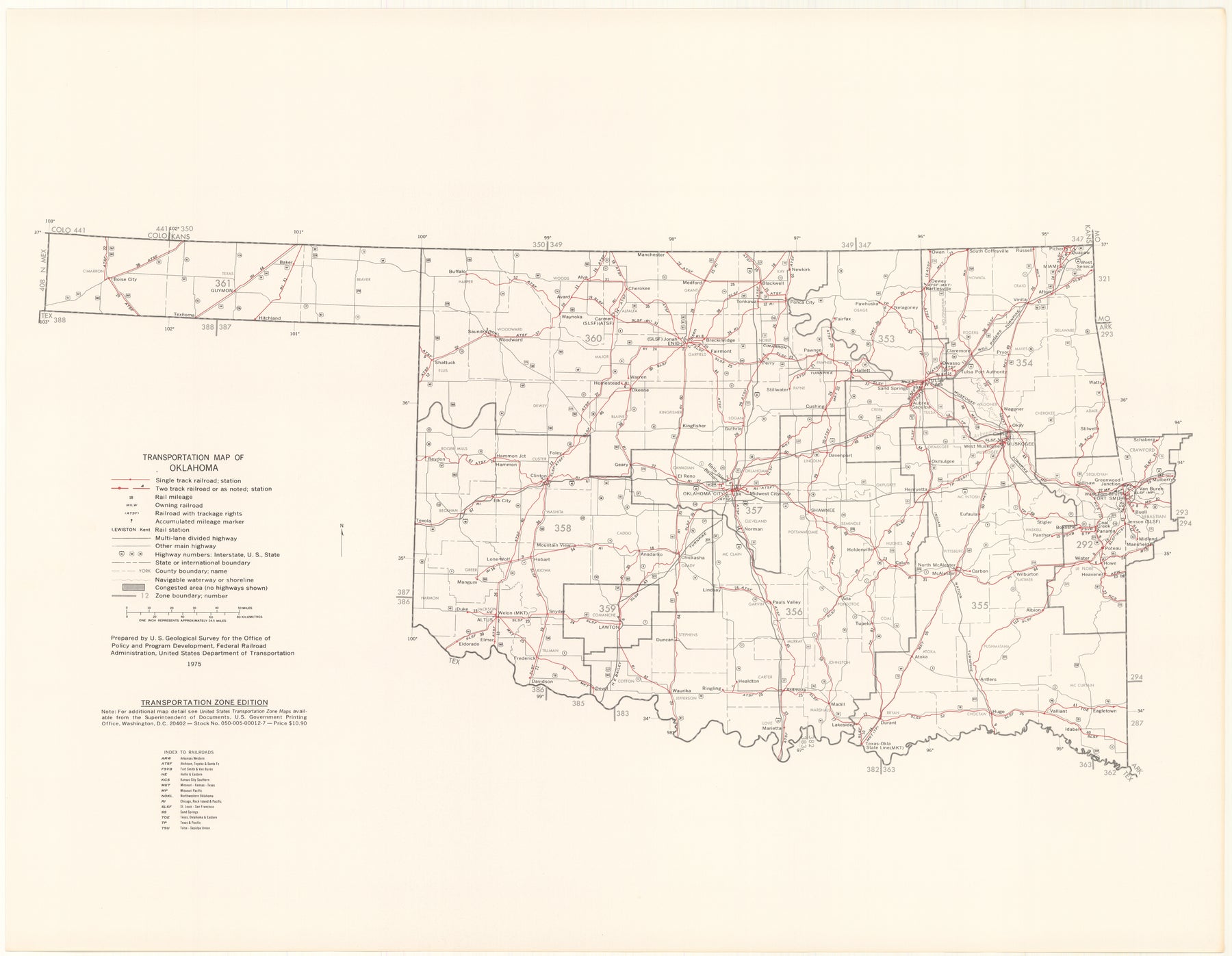 Oklahoma Transportation Map 1975: Zone Edition – WardMaps LLC