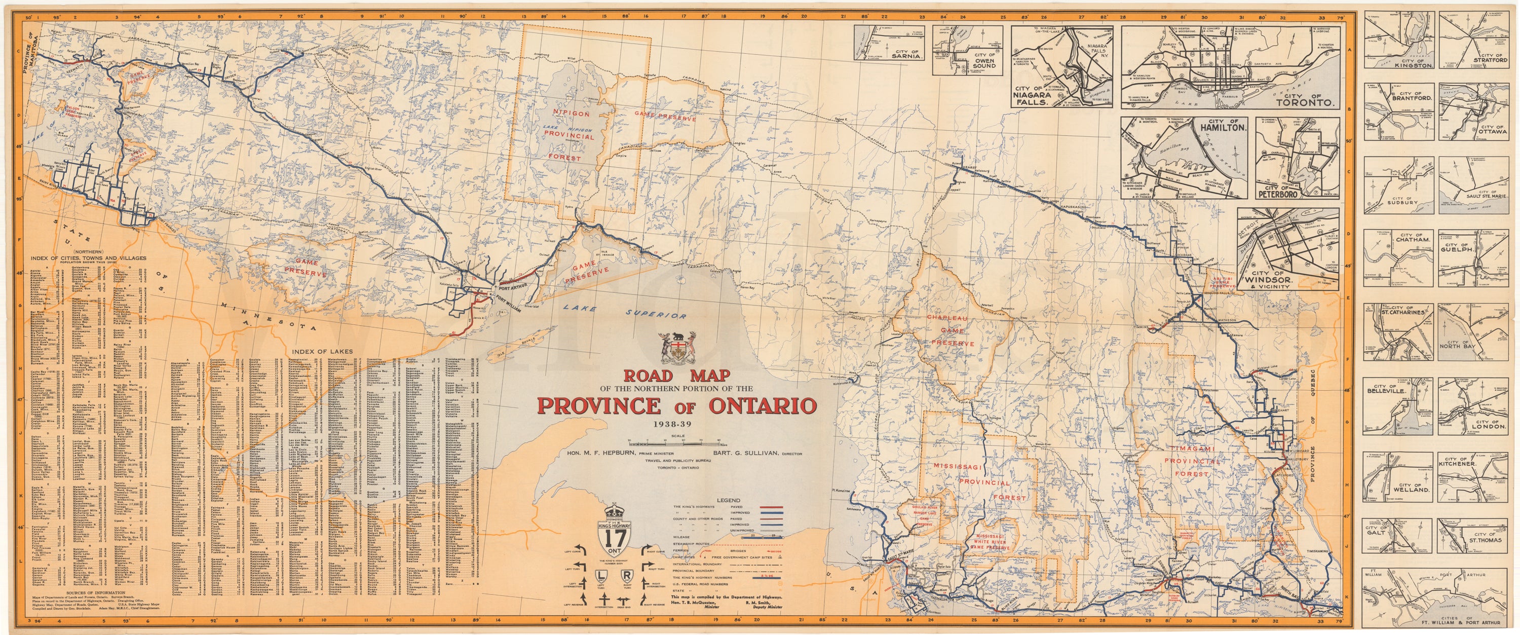 Ontario Road Map 1938-1939 (Northern Portion) – WardMaps LLC