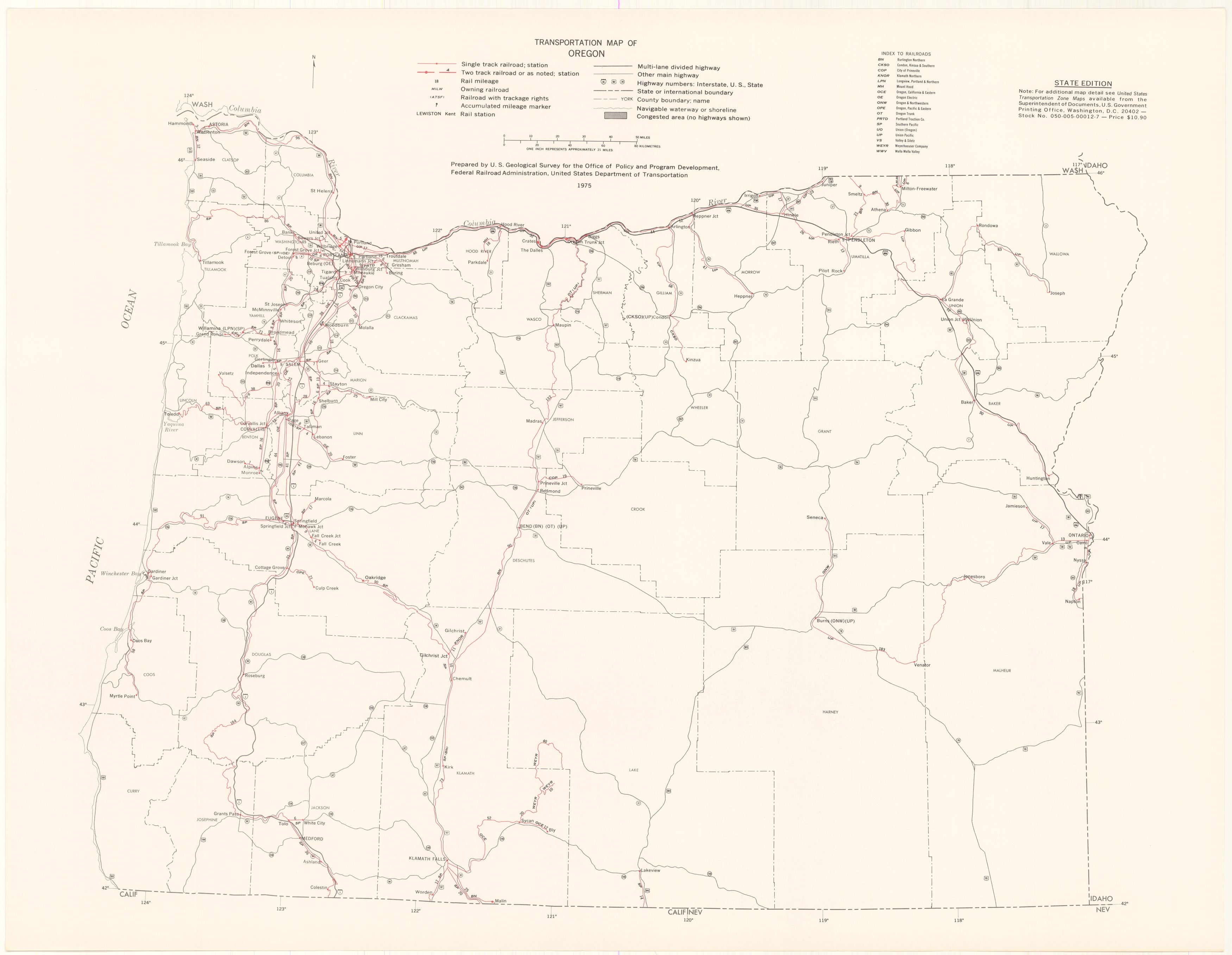 Oregon Transportation Map 1975: State Edition – WardMaps LLC