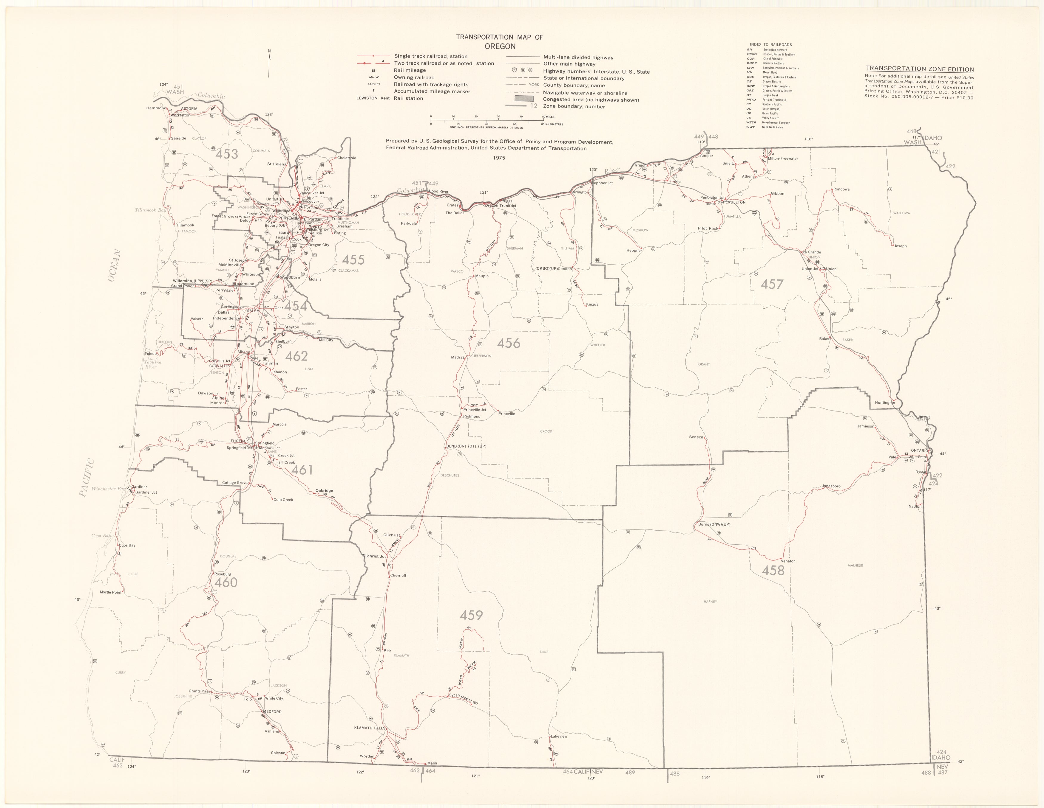 Oregon Transportation Map 1975: Zone Edition – WardMaps LLC