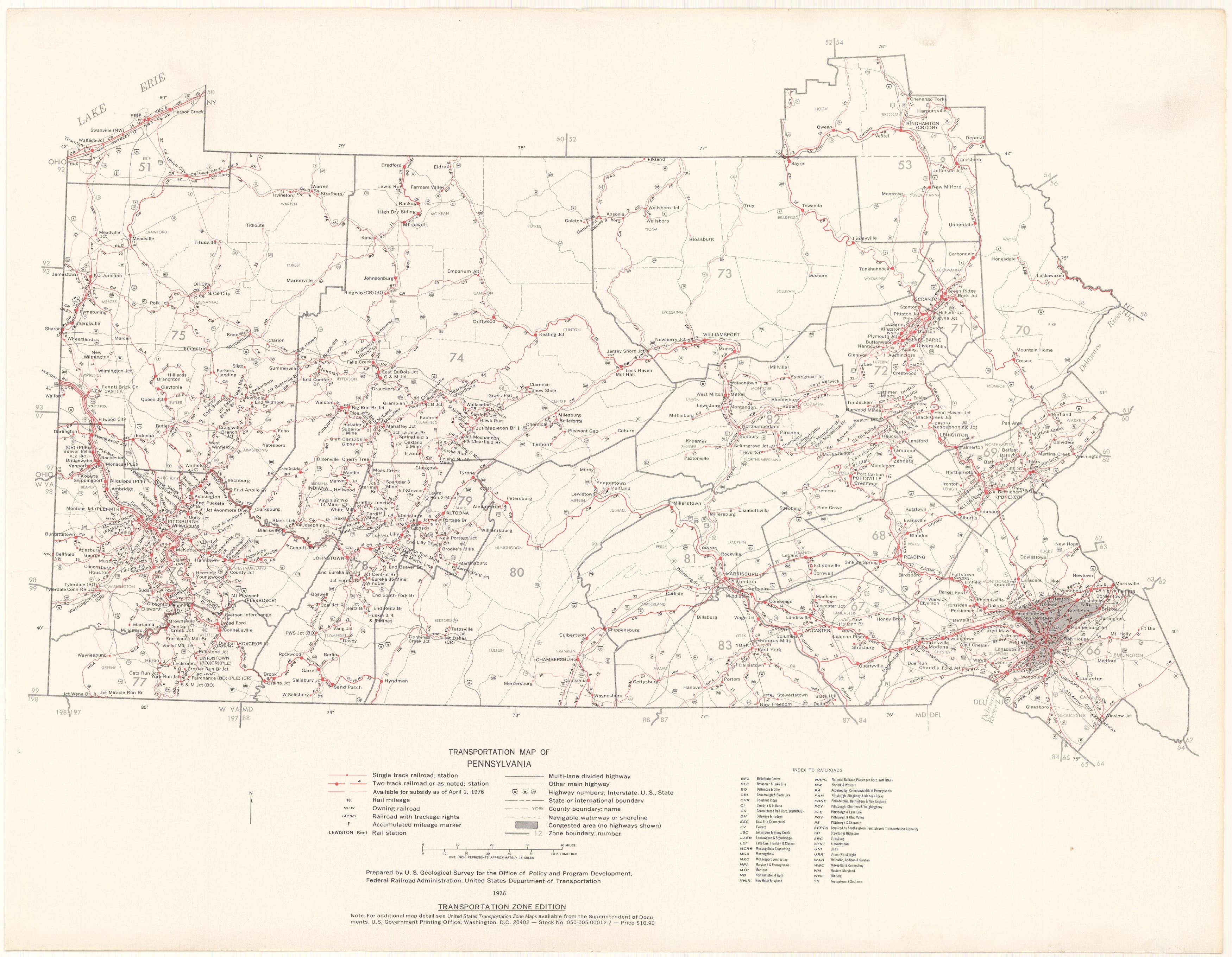 Pennsylvania Transportation Map 1976: Zone Edition – WardMaps LLC