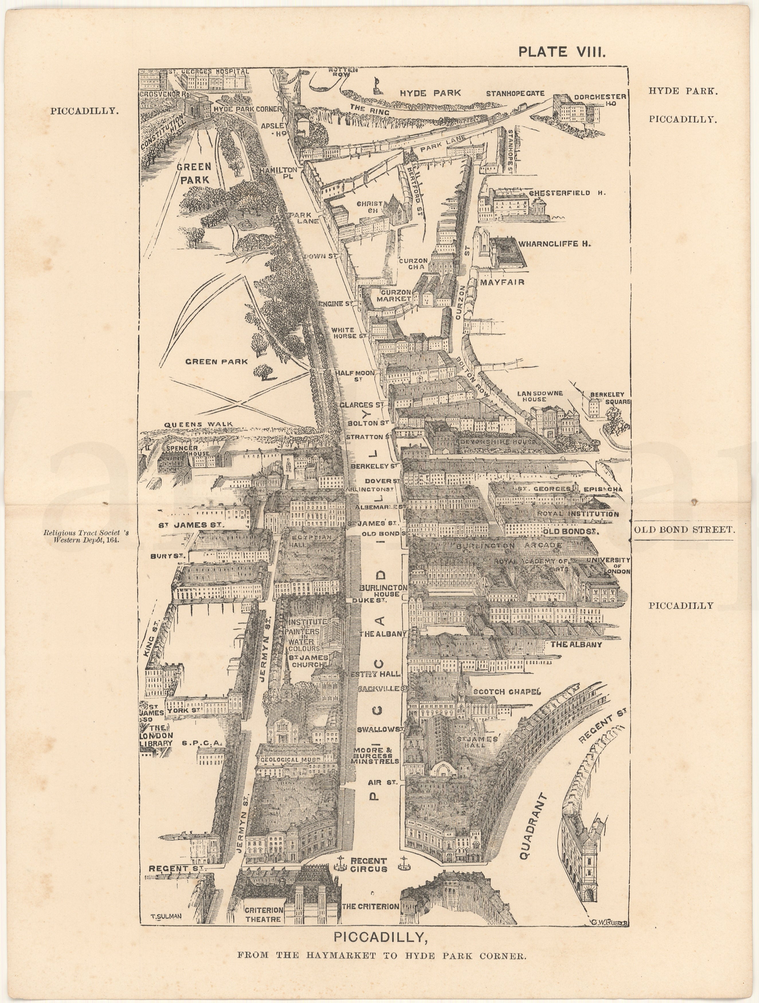 London, England Street View 1885 Plate 08: Piccadilly – WardMaps LLC