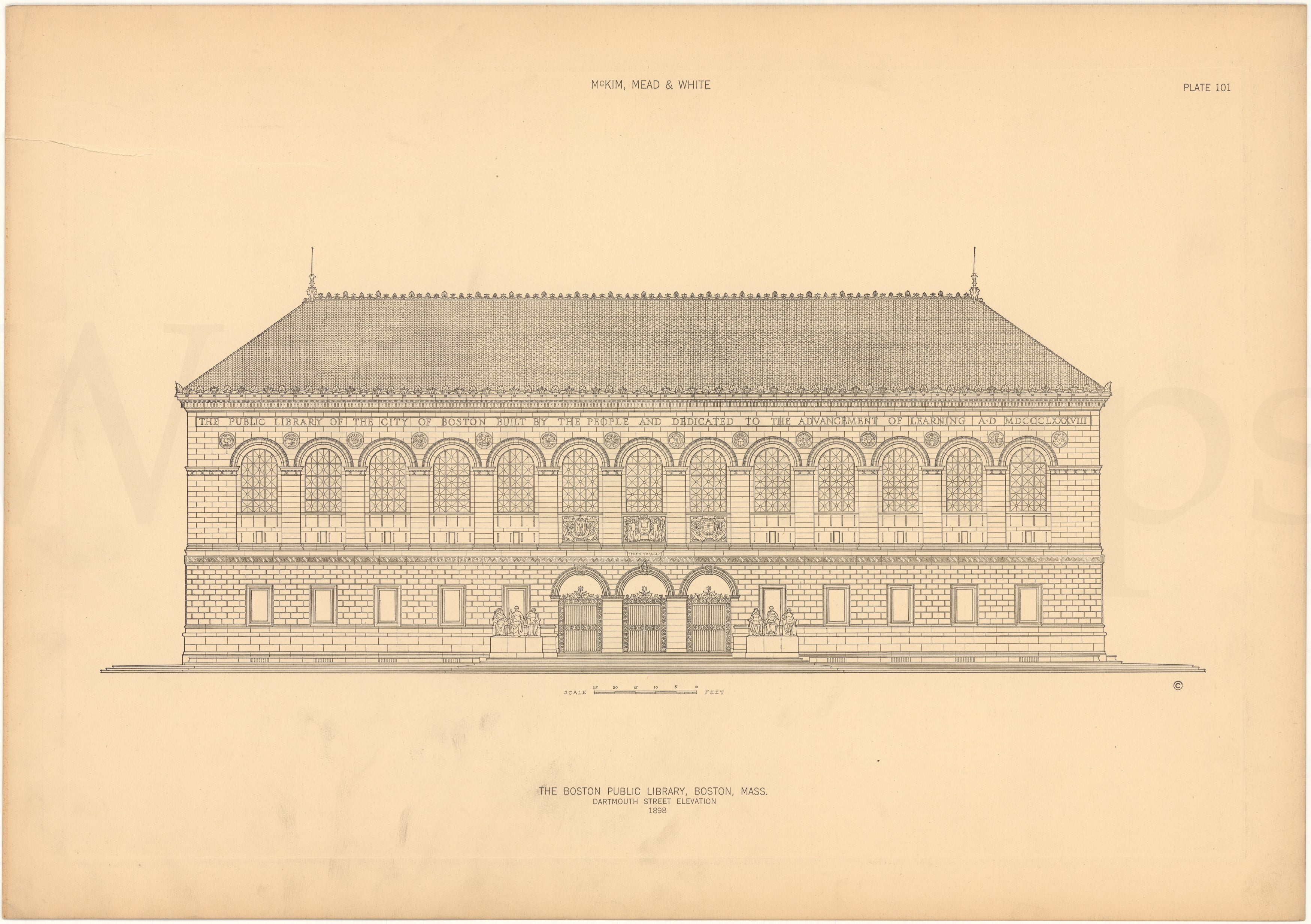 McKim, Mead & White Plate 101: Boston Public Library Elevation, Boston ...