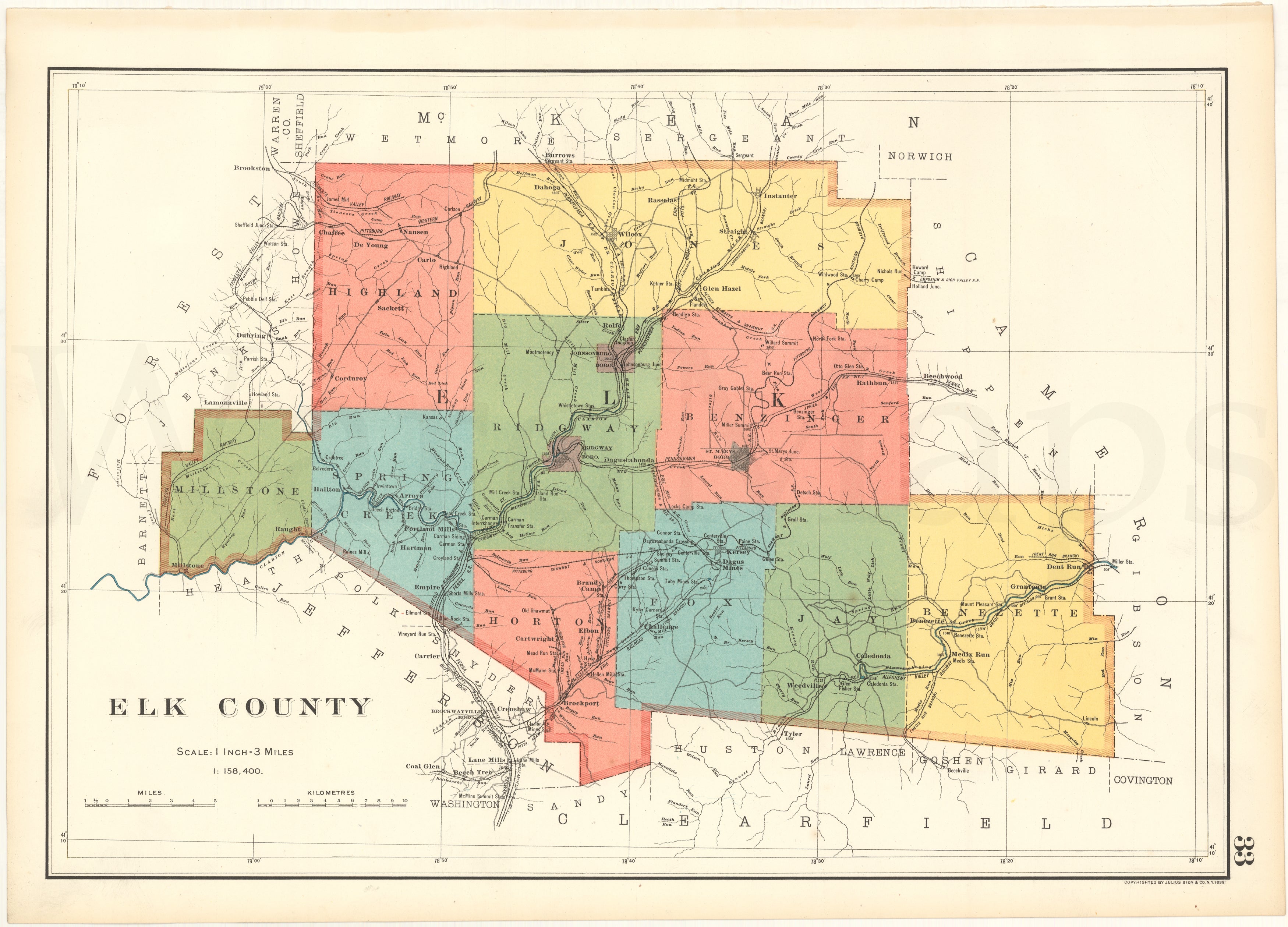 Pennsylvania 1901 Plate 33: Elk County – WardMaps LLC