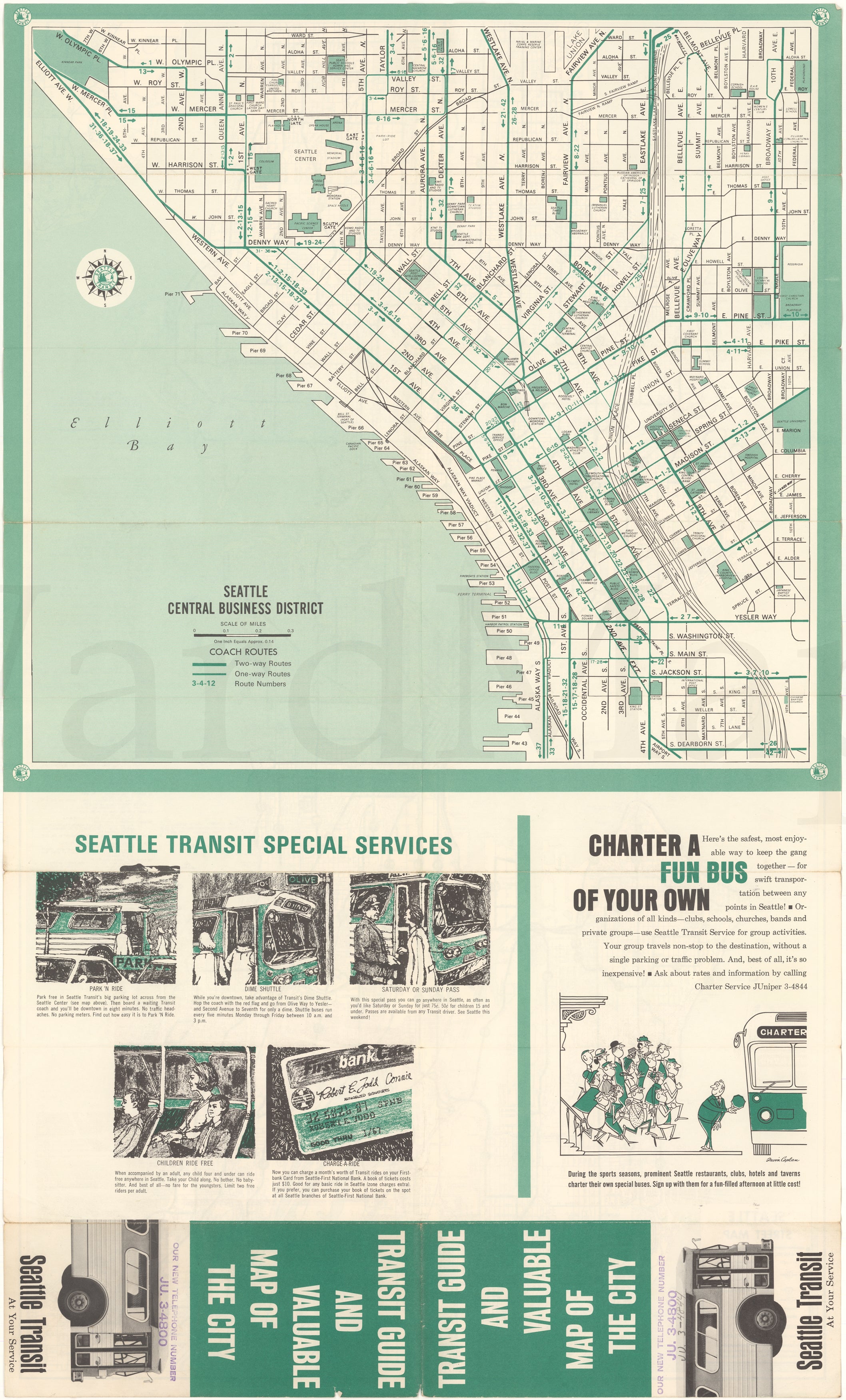 Seattle Transit (Washington) Bus System Map 1968 (Side B) – WardMaps LLC