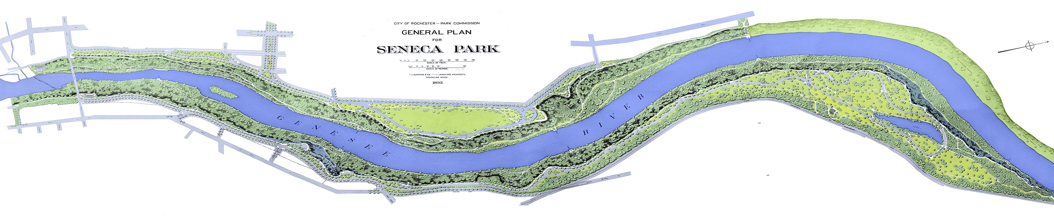 Seneca Park, Rochester, New York 1893: Revised General Plan Colorized ...