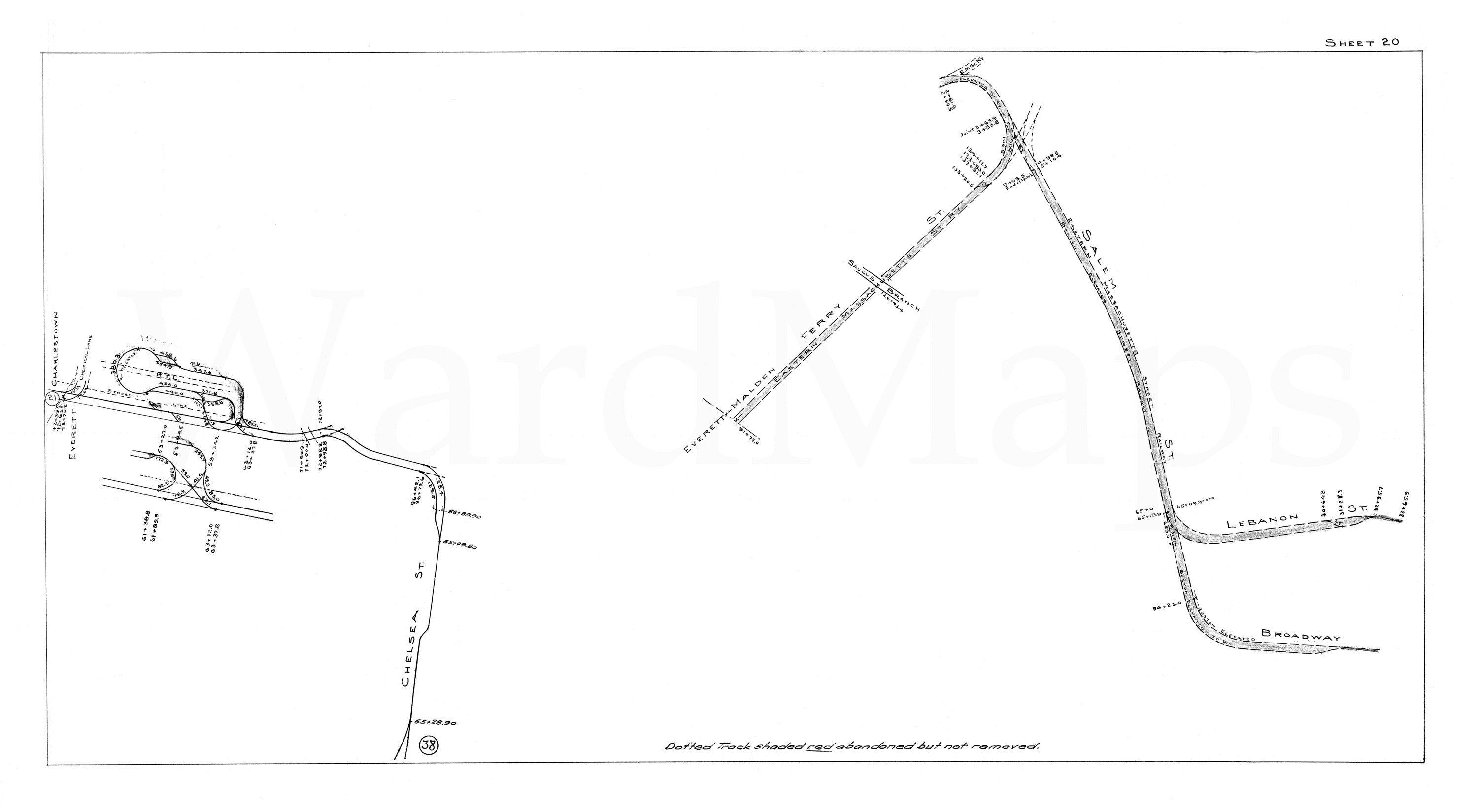 BERy Track Milage Map 1946 Plate 20: Everett and Malden, Massachusetts ...
