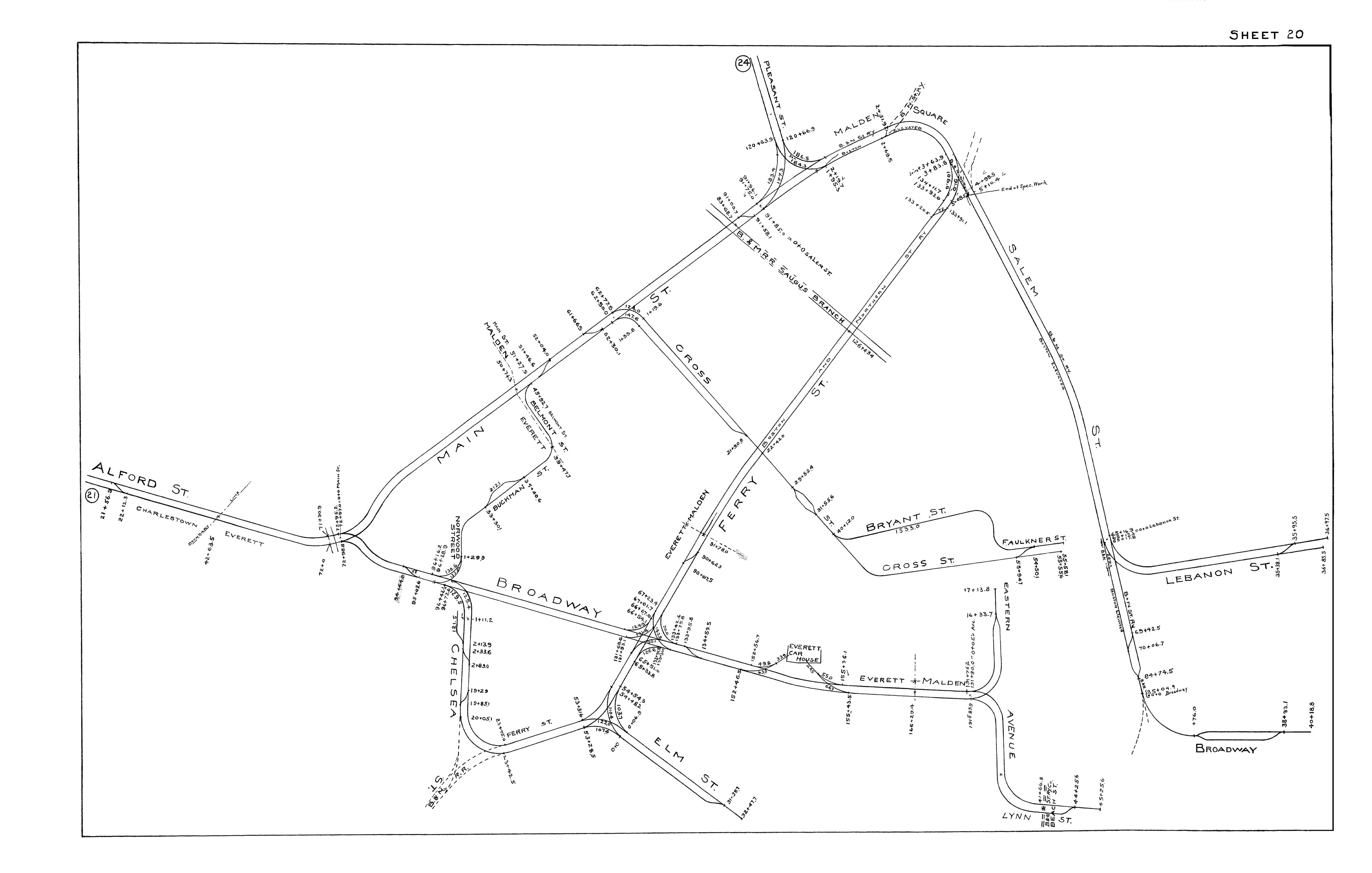 BERy Track Milage Map 1915 Plate 20: Everett and Malden, Massachusetts ...