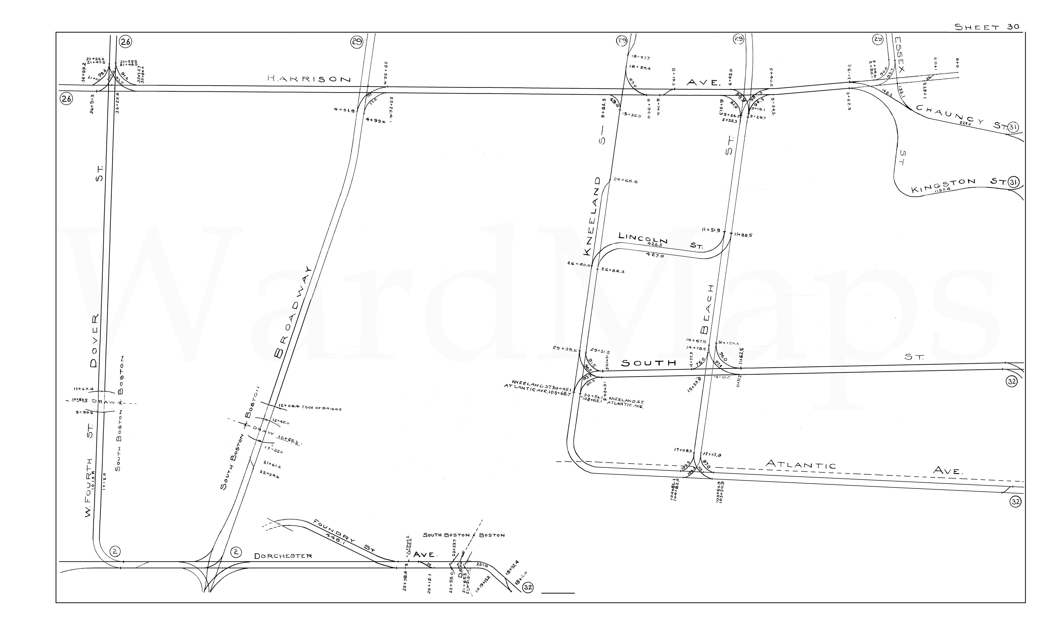 BERy Track Milage Map 1919 Plate 30: Boston, Massachusetts – WardMaps LLC