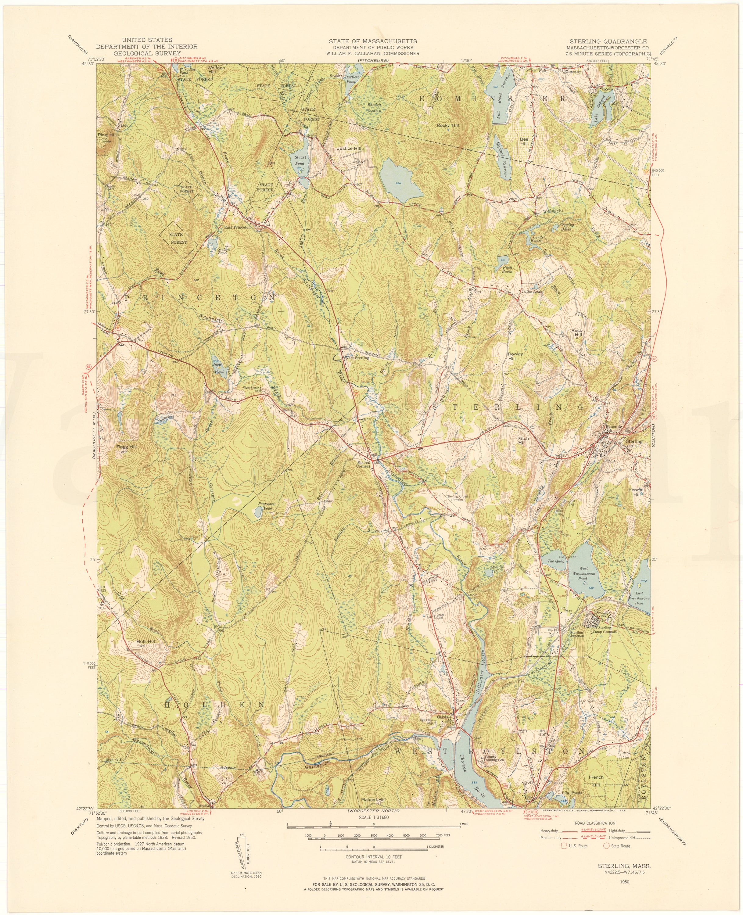 USGS Massachusetts: Sterling Sheet 1950 – WardMaps LLC