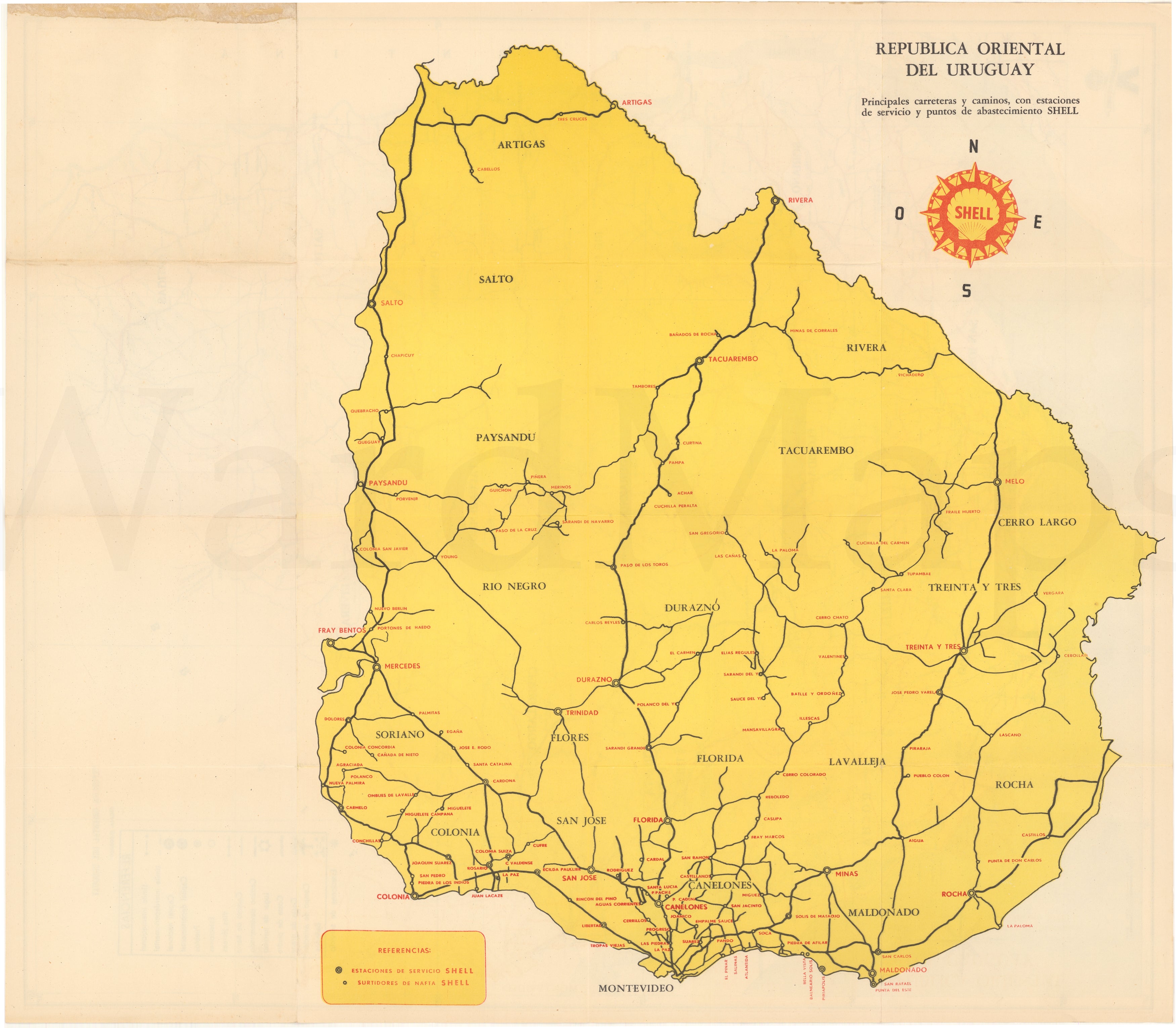 Uruguay 1954 (Shell Oil Map) – WardMaps LLC