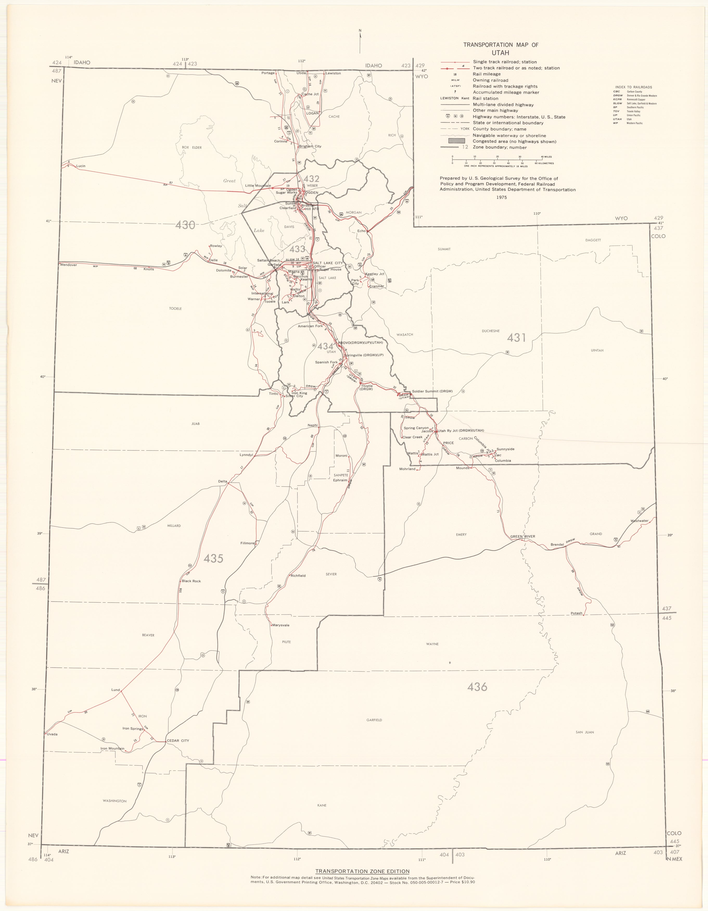 Utah Transportation Map 1975: Zone Edition – WardMaps LLC