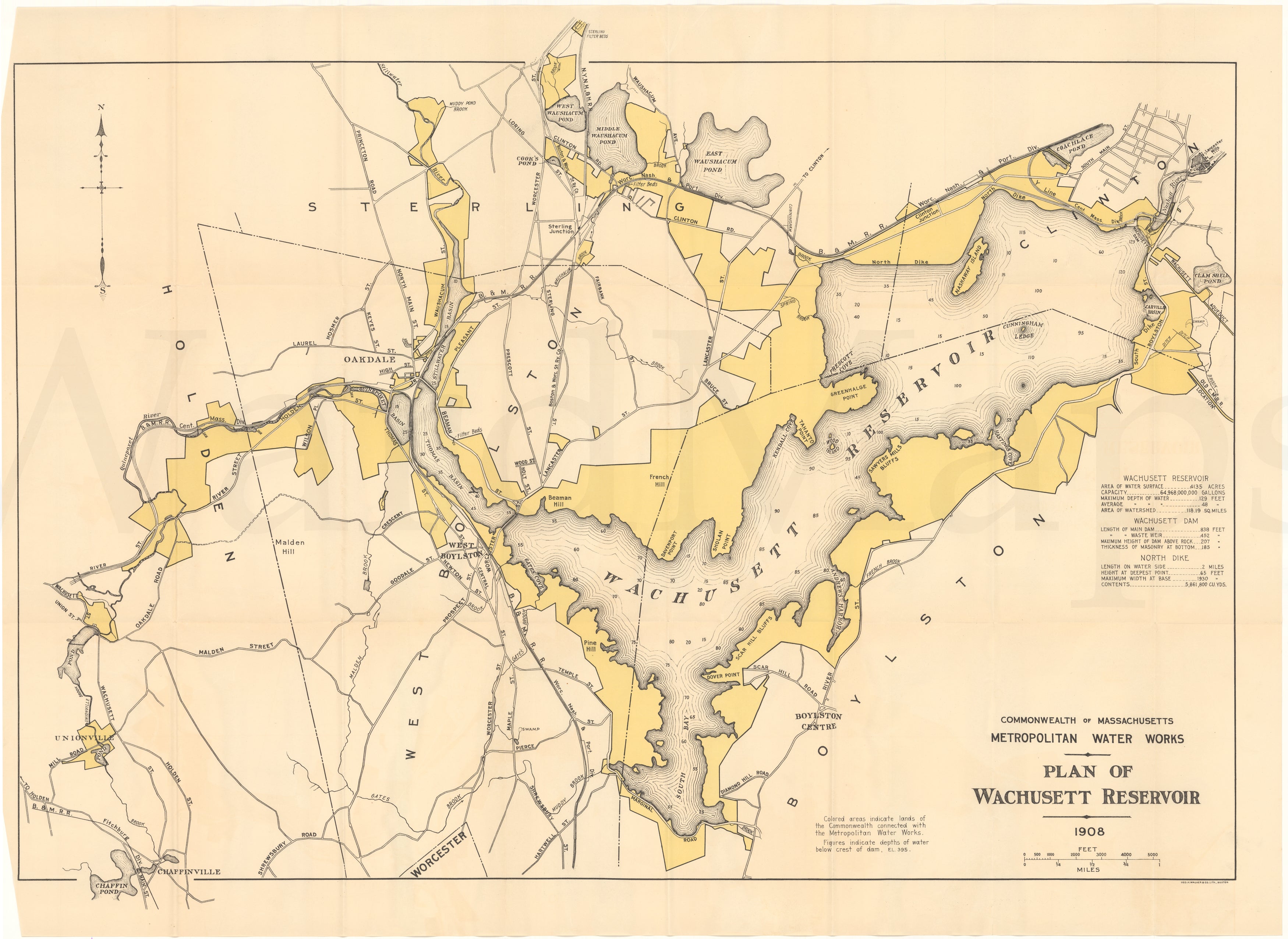 Wachusett Reservoir, Massachusetts 1908 – WardMaps LLC