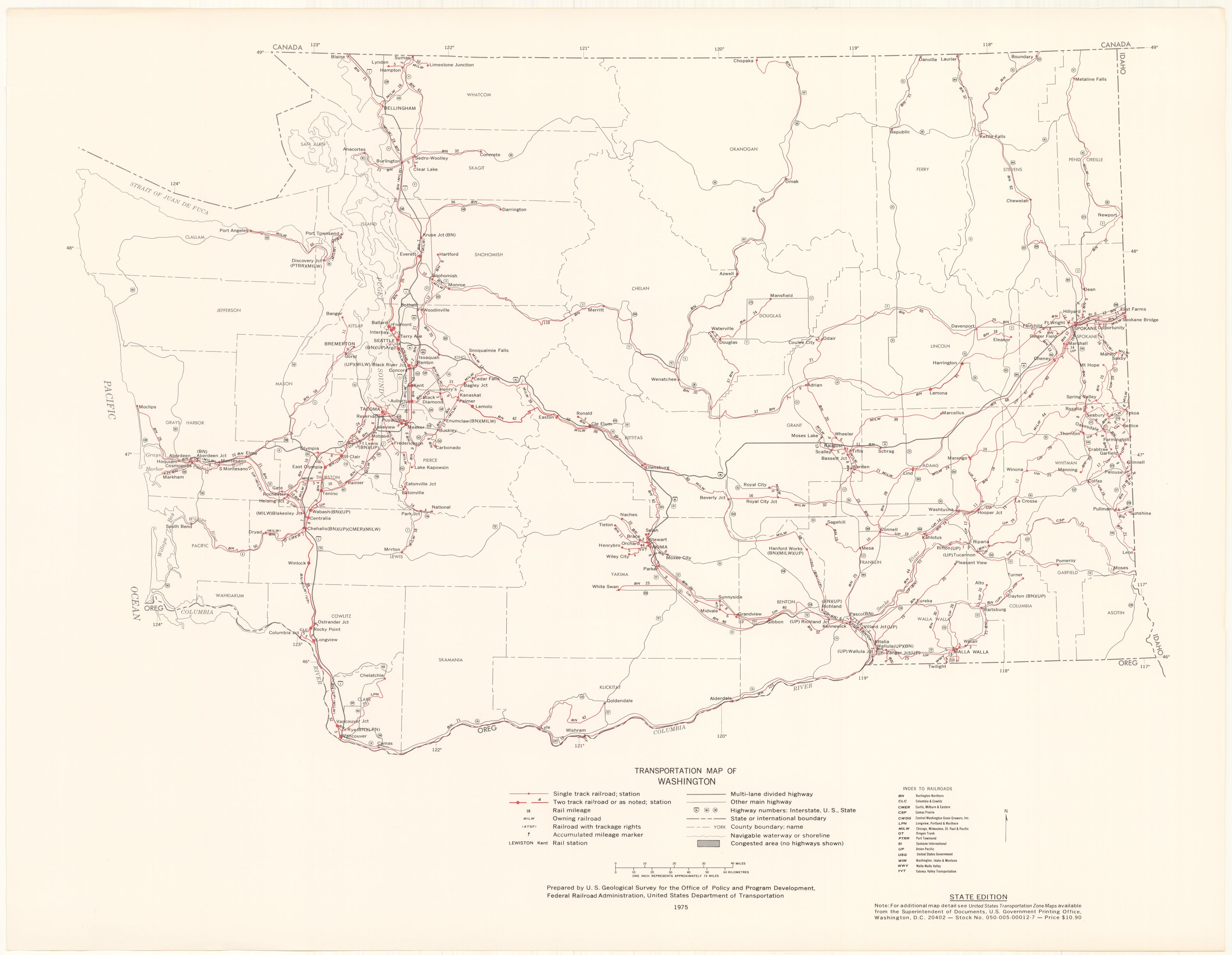 Washington Transportation Map 1975: State Edition – WardMaps LLC