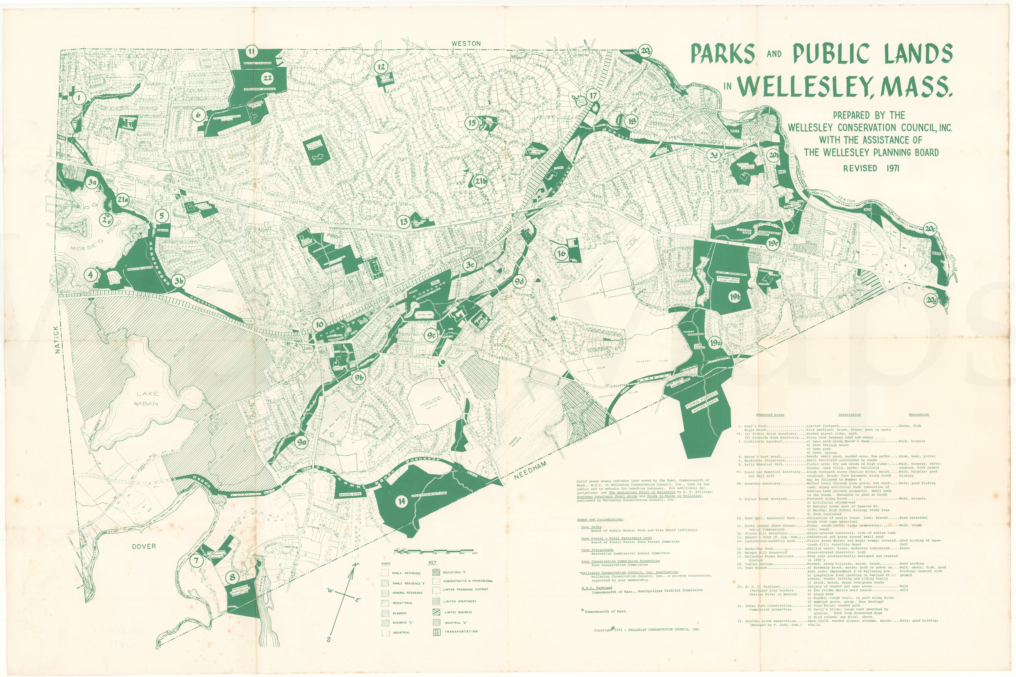Wellesley, Massachusetts 1971: Parks and Public Lands – WardMaps LLC