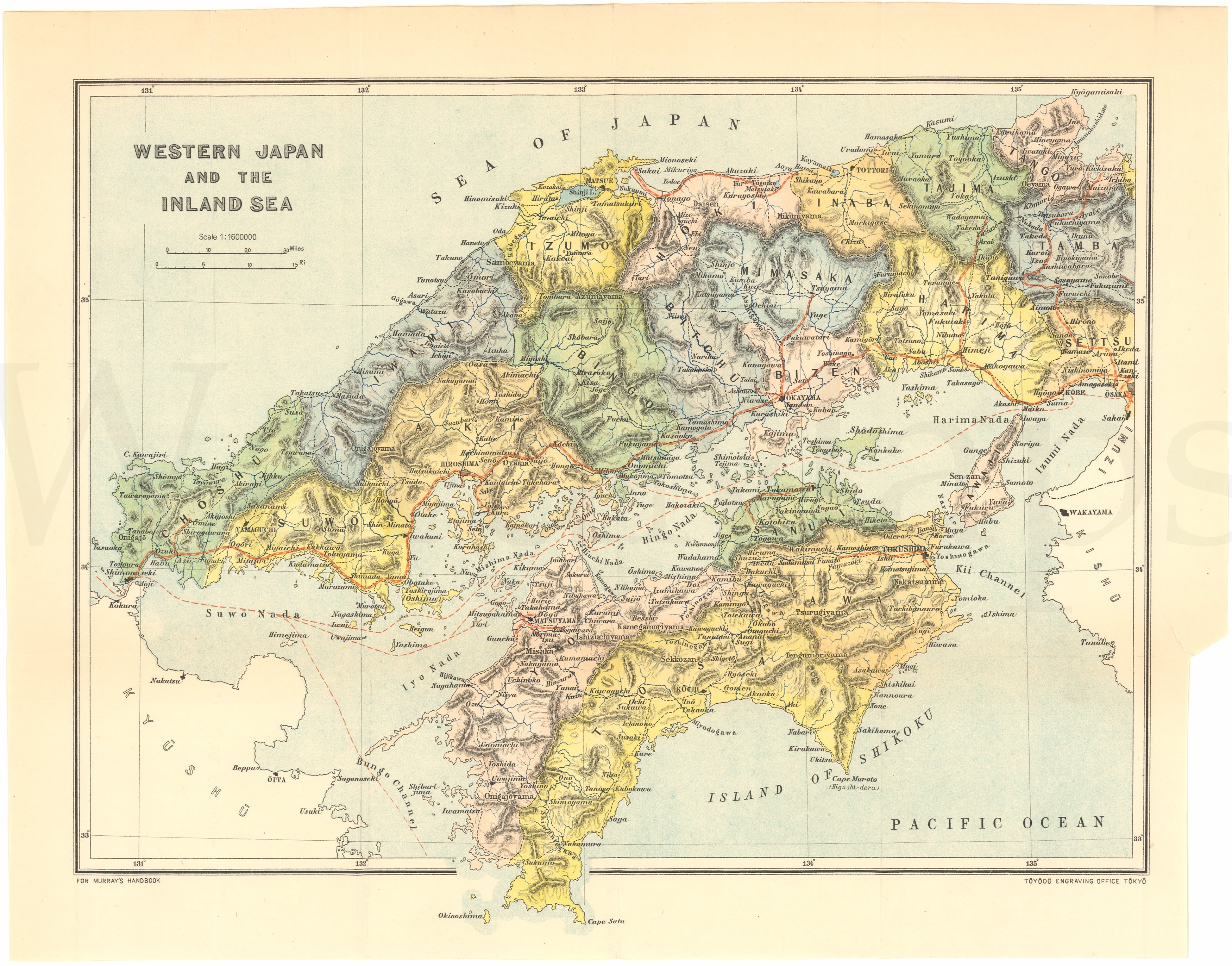 Western Honshu and the Inland Sea, Japan 1907 – WardMaps LLC