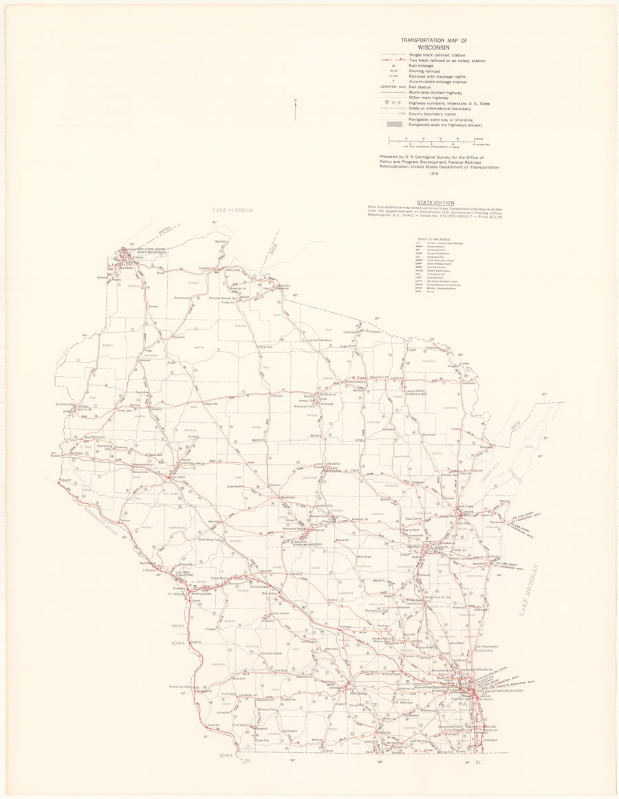 Wisconsin Transportation Map 1976: State Edition – WardMaps LLC