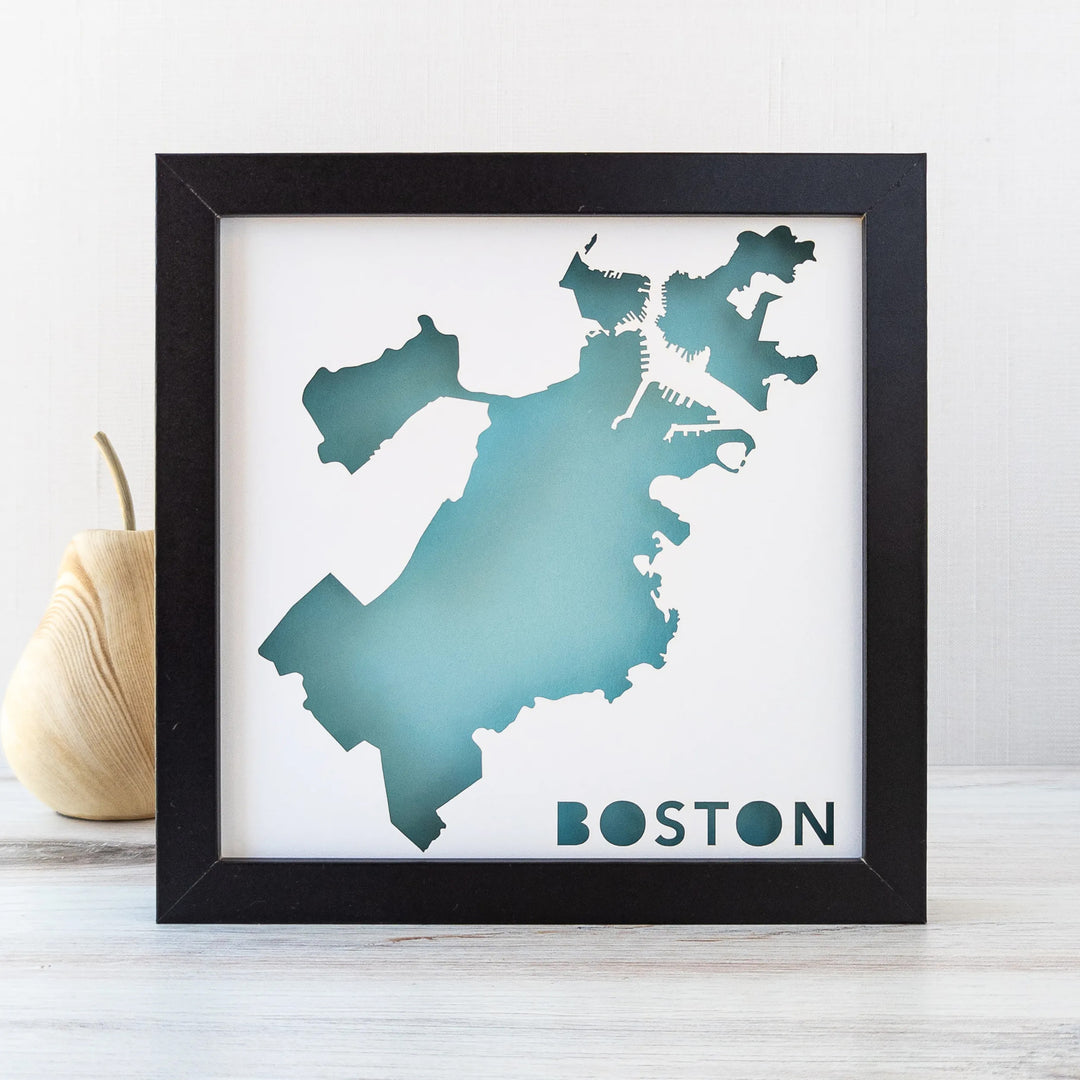 Boston, Massachusetts Framed 3D City Art – WardMaps LLC