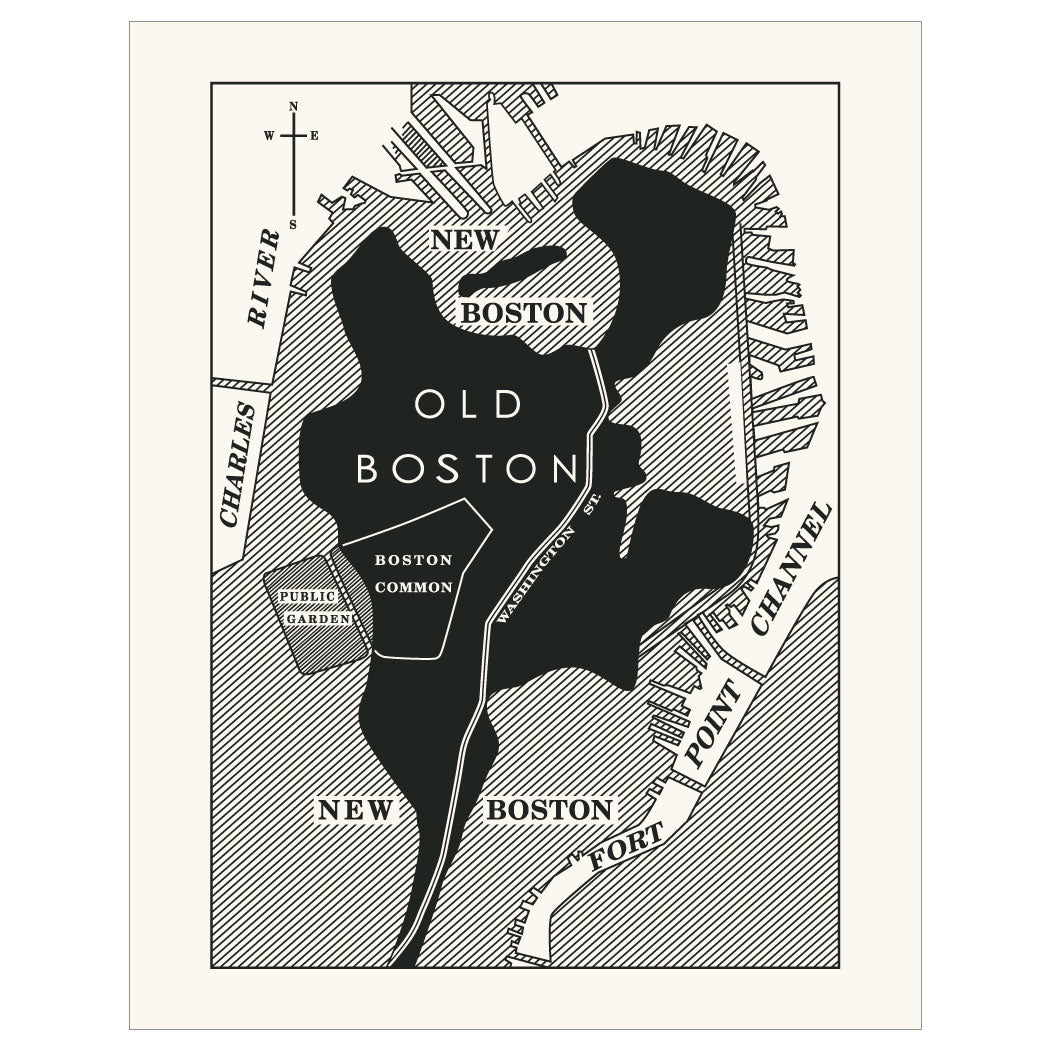 Old Boston / New Boston Map Magnet – WardMaps LLC