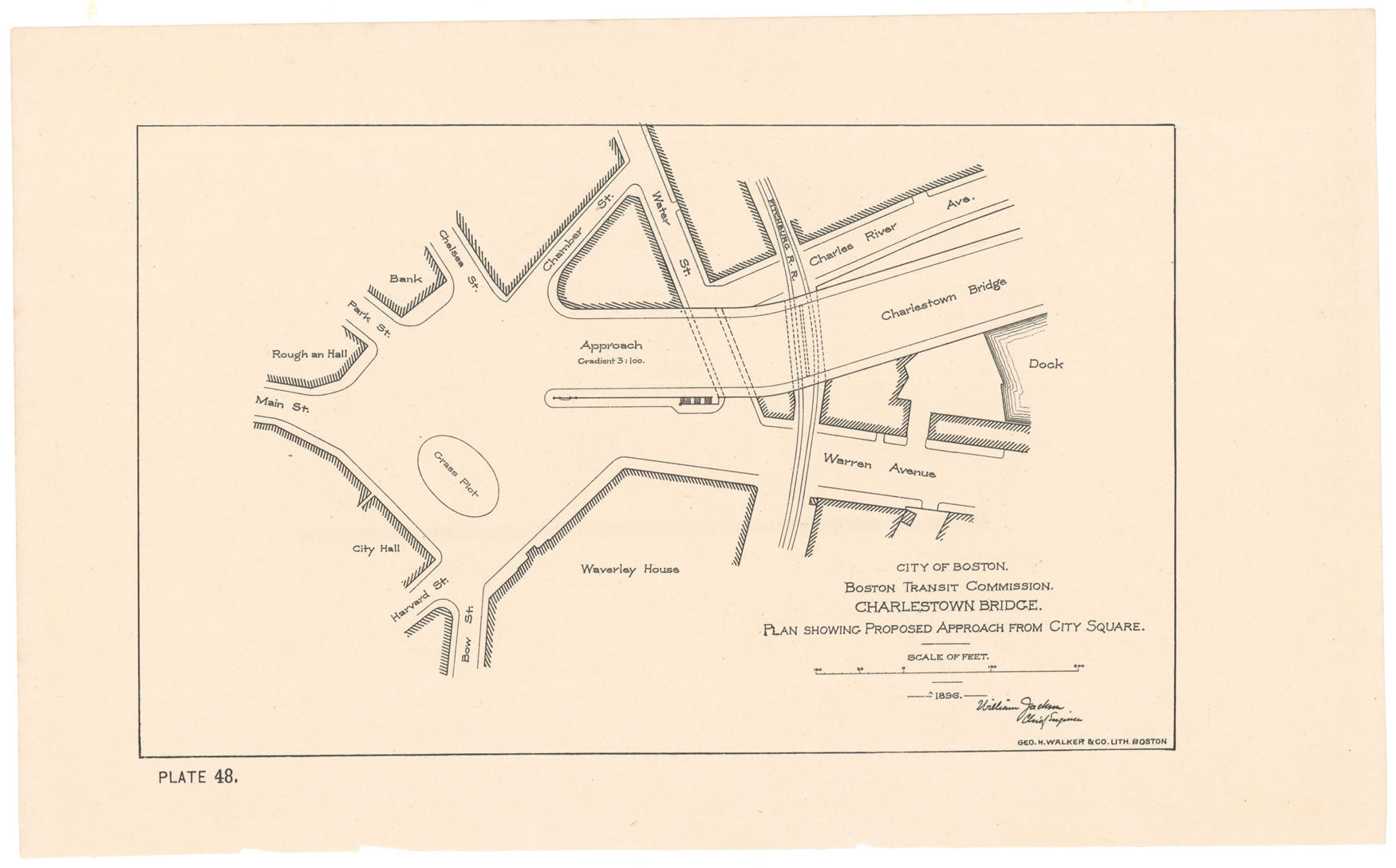 BTC Report 02 1896 Plate 48: Charlestown Bridge at City Square, Boston ...