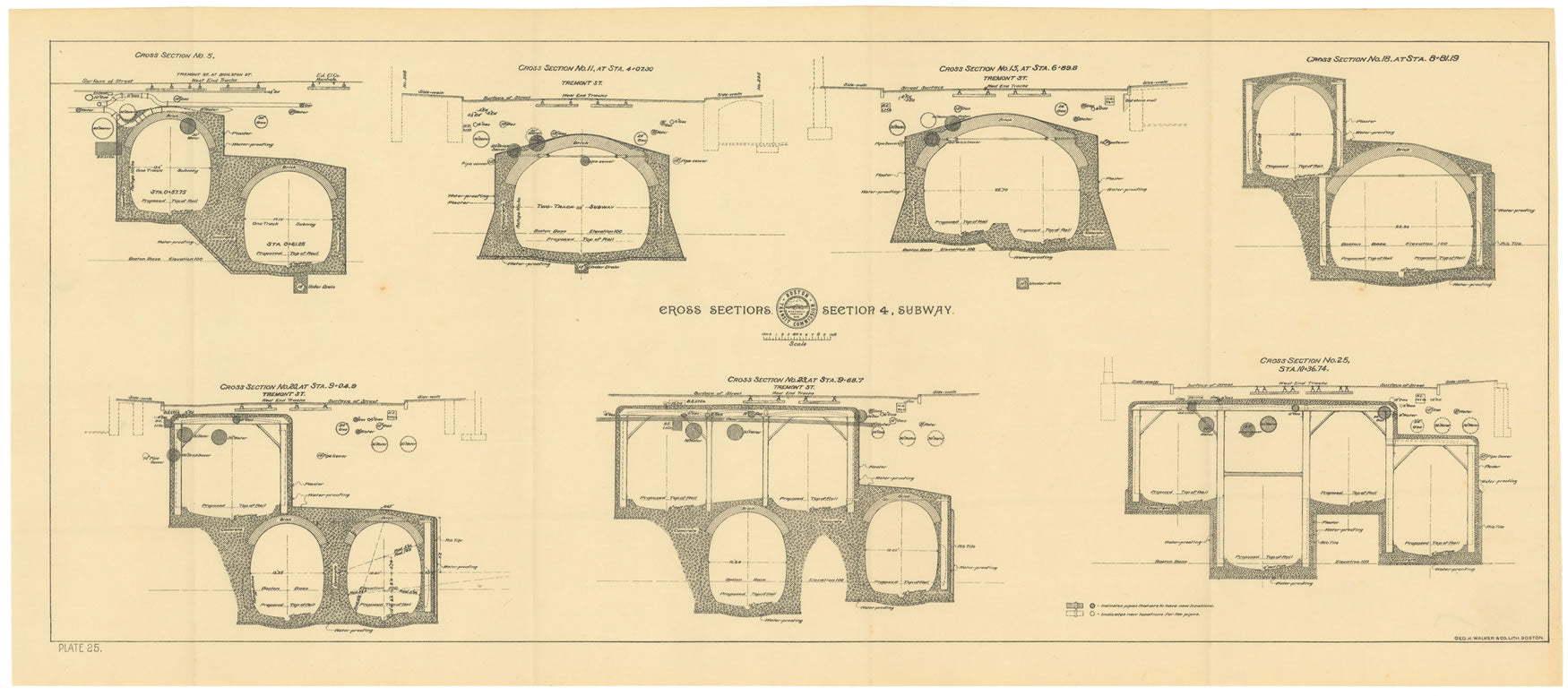 BTC Report 02 1896 Plate 25: Subway Cross Sections at Section 4, Bosto ...