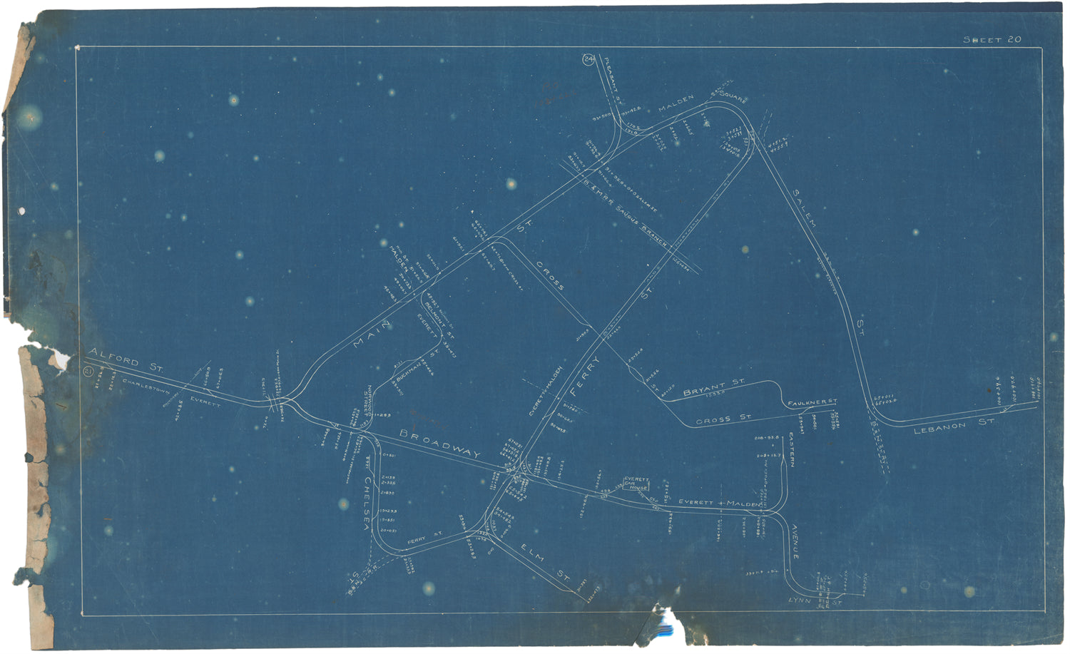 BERy Track Milage Map 1908 Plate 20: Everett and Malden, Massachusetts ...