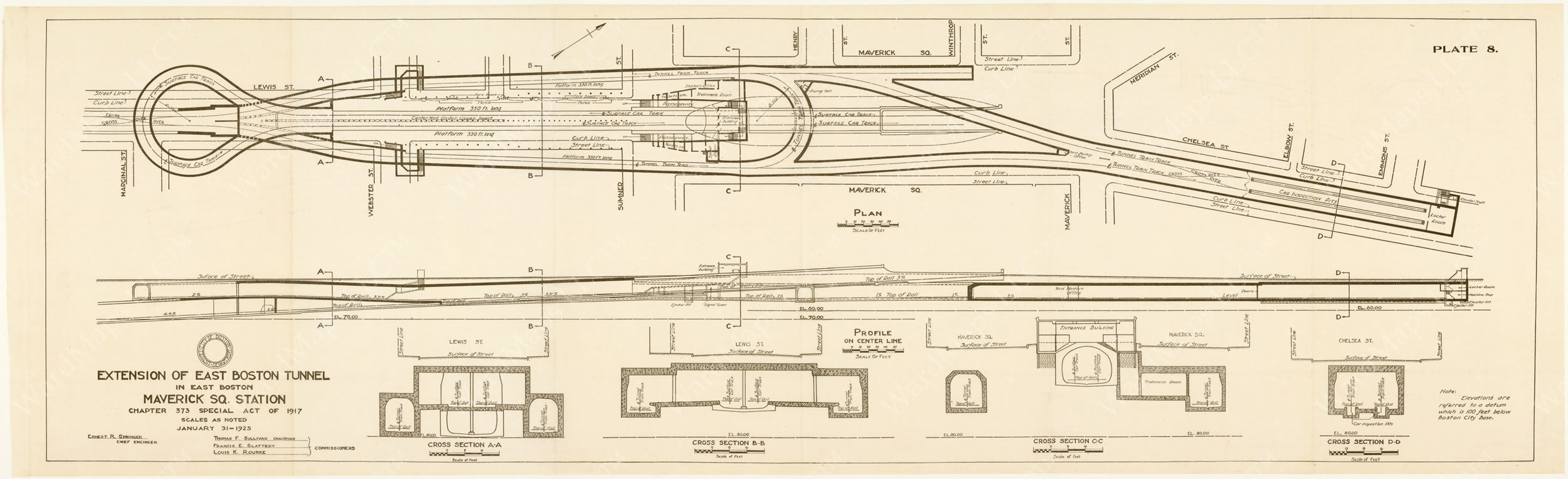 BTD Report 1925 Plate 08: Maverick Square Station, East Boston ...
