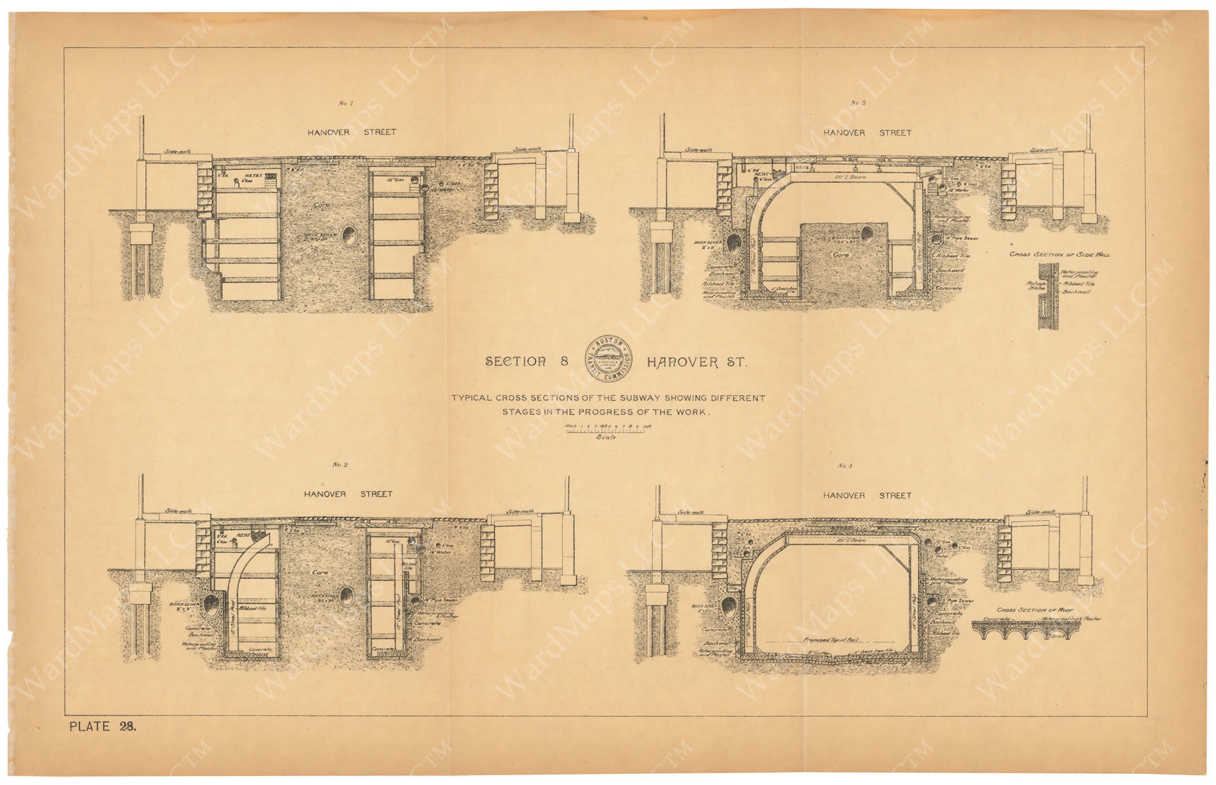 BTC Report 03 1897 Plate 28: Subway Stages of Work at Hanover Street ...