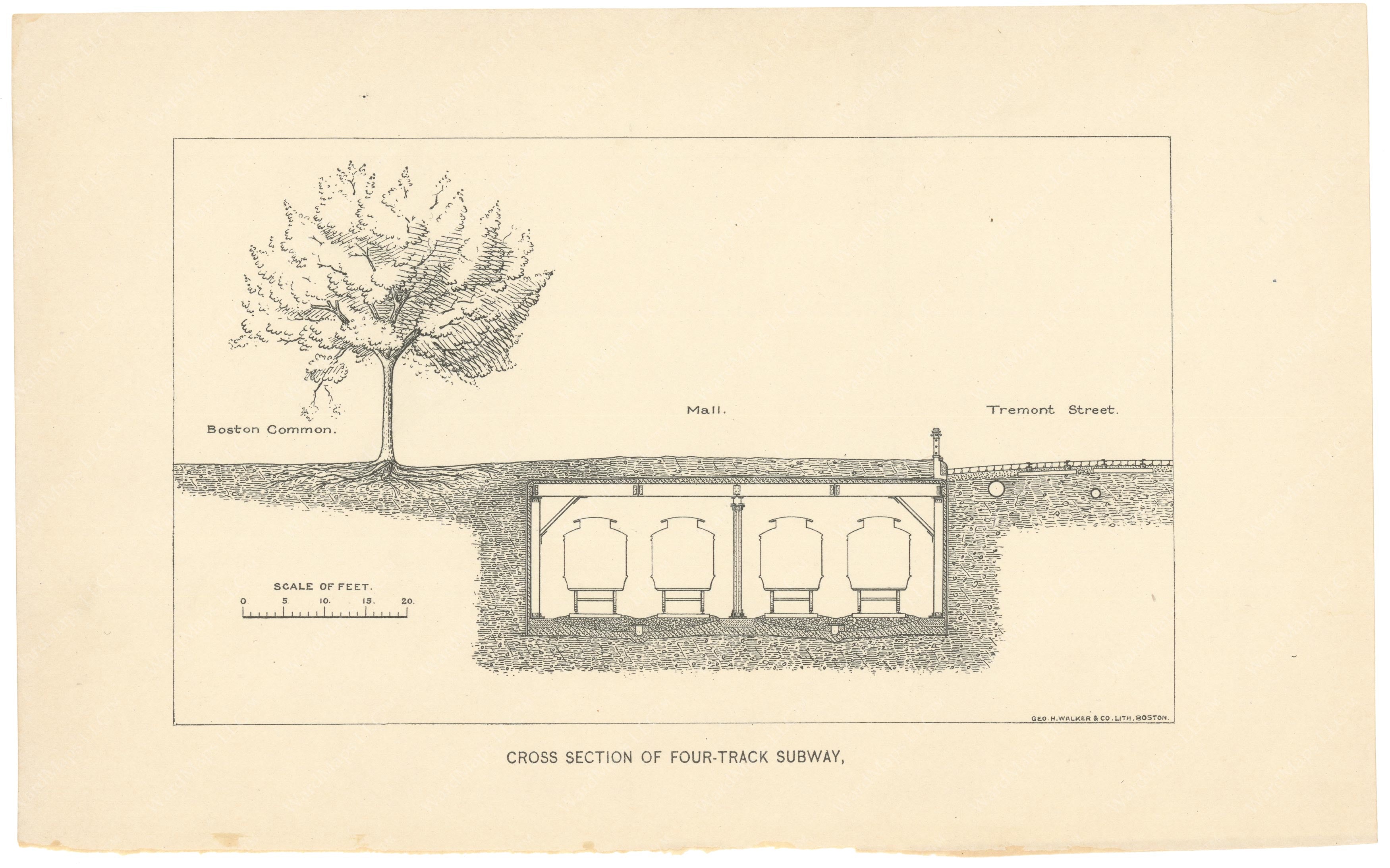 BTC Report 01 1895: Cross Section of Four Track Subway, Boston, Massac ...