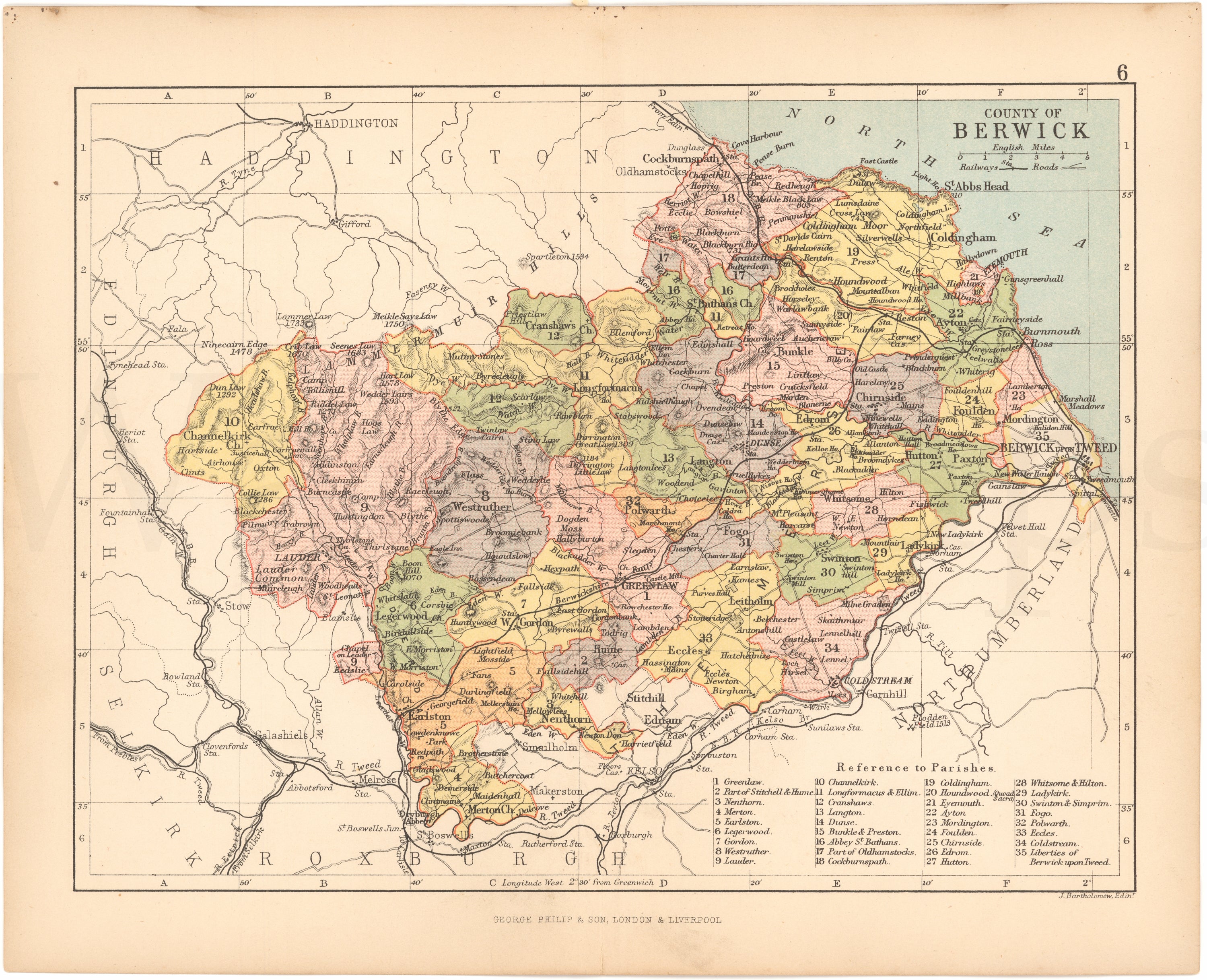 County of Berwick, Scotland 1882 – WardMaps LLC
