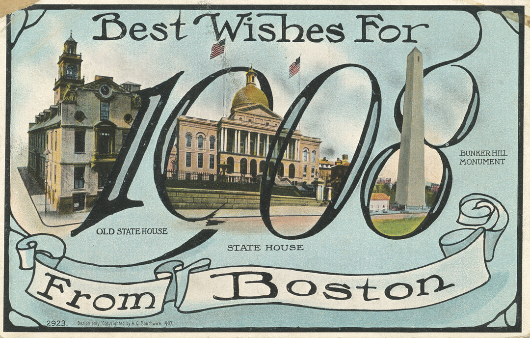 Best Wishes for 1908 from Boston, Massachusetts – WardMaps LLC