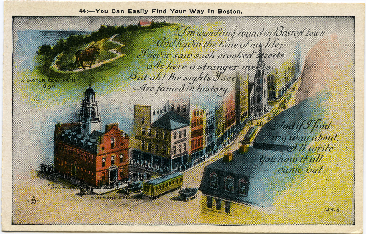 Washington Street and Old State House, Boston, Massachusetts – WardMaps LLC
