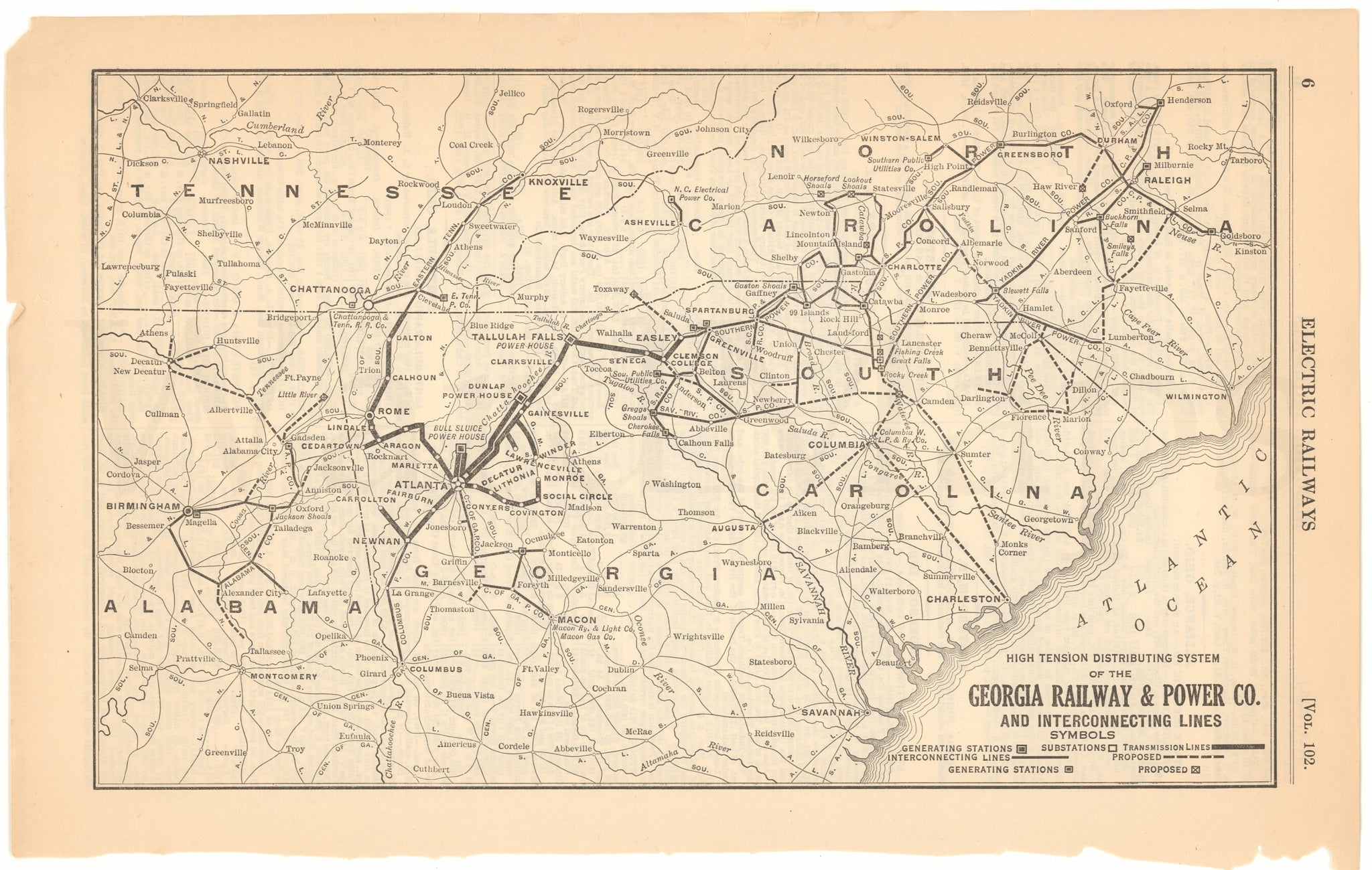 Georgia Railway & Power Co., Southeastern USA 1916 – WardMaps LLC