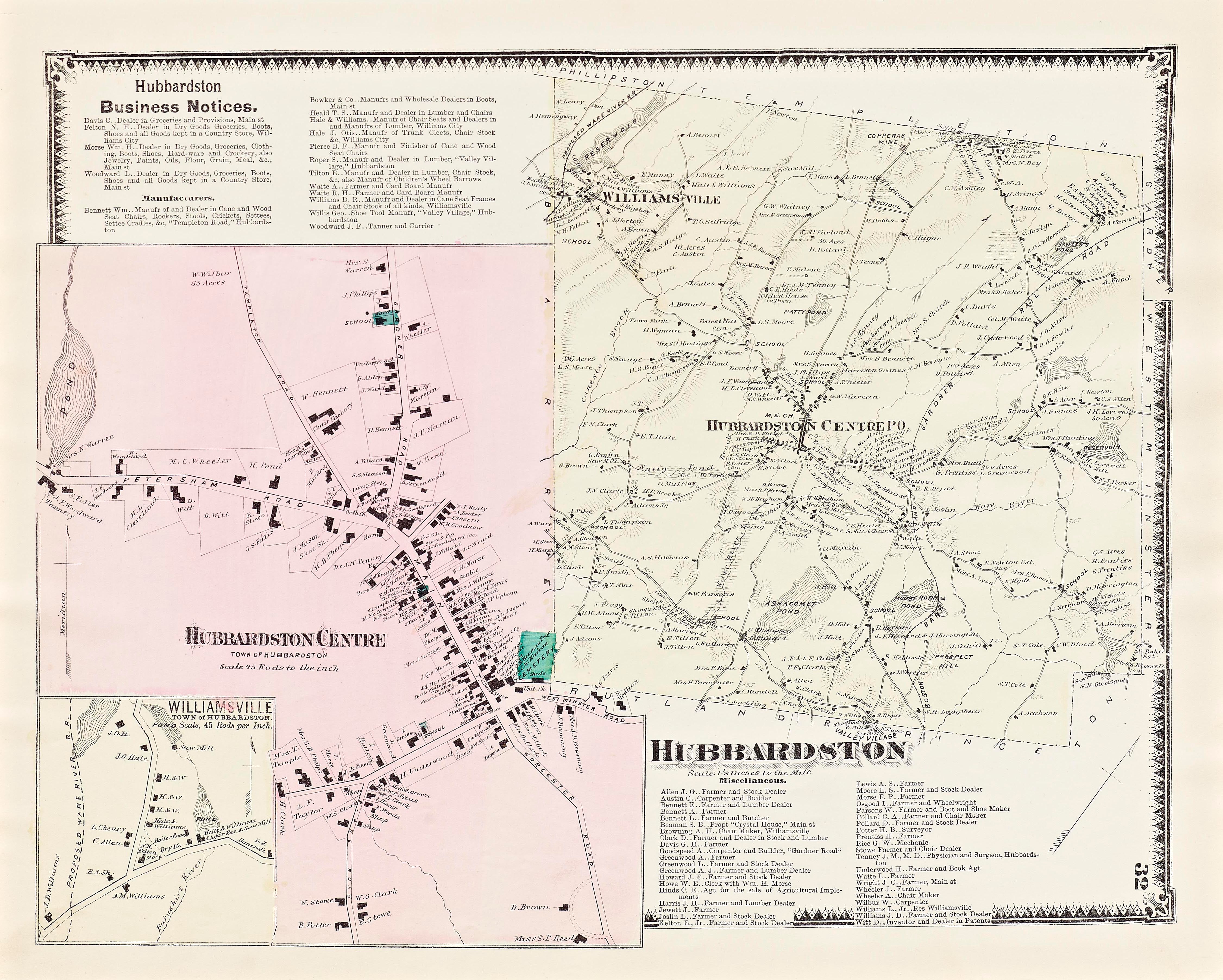 Hubbardston, Massachusetts 1870 – WardMaps LLC