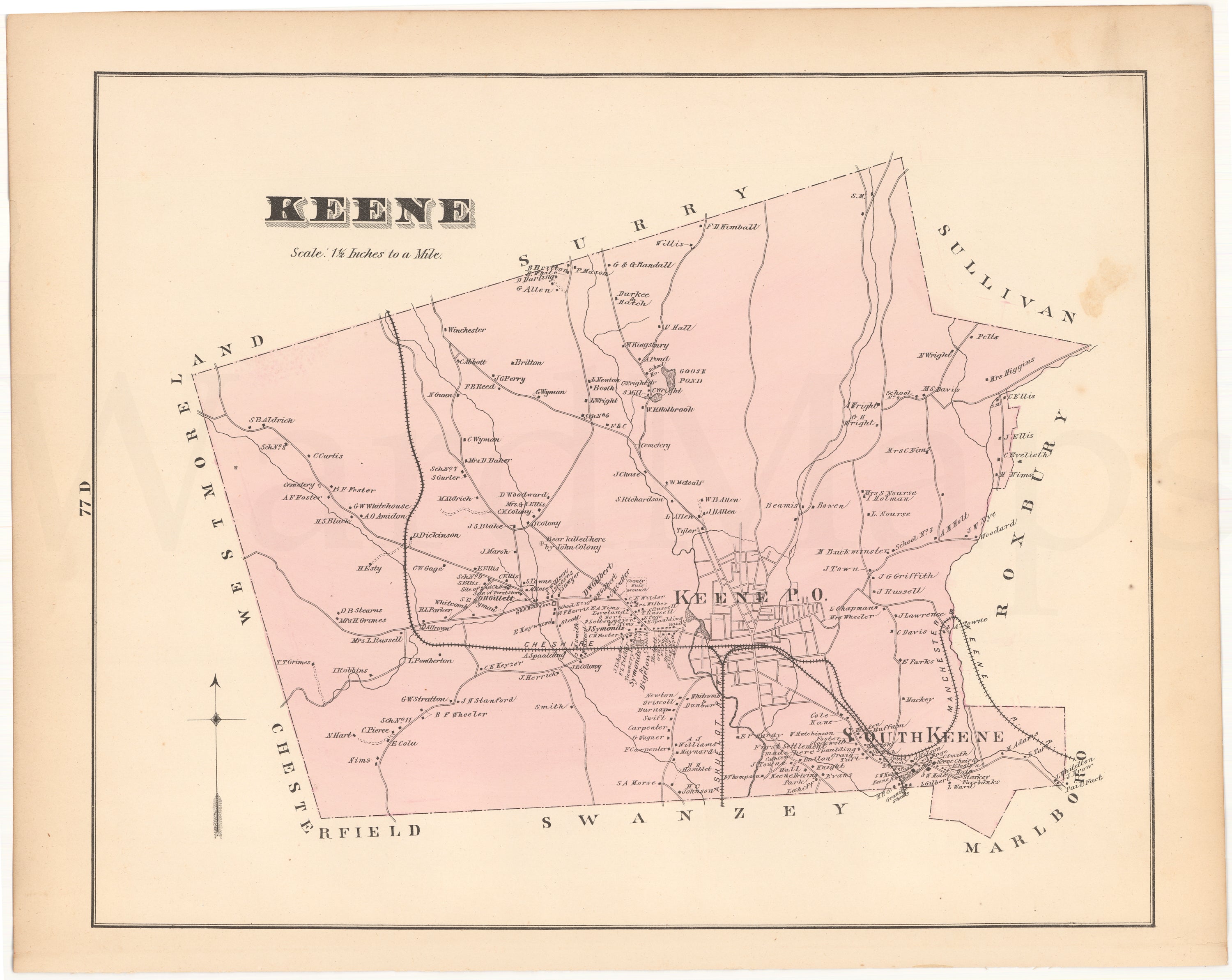Keene, New Hampshire 1877 – WardMaps LLC