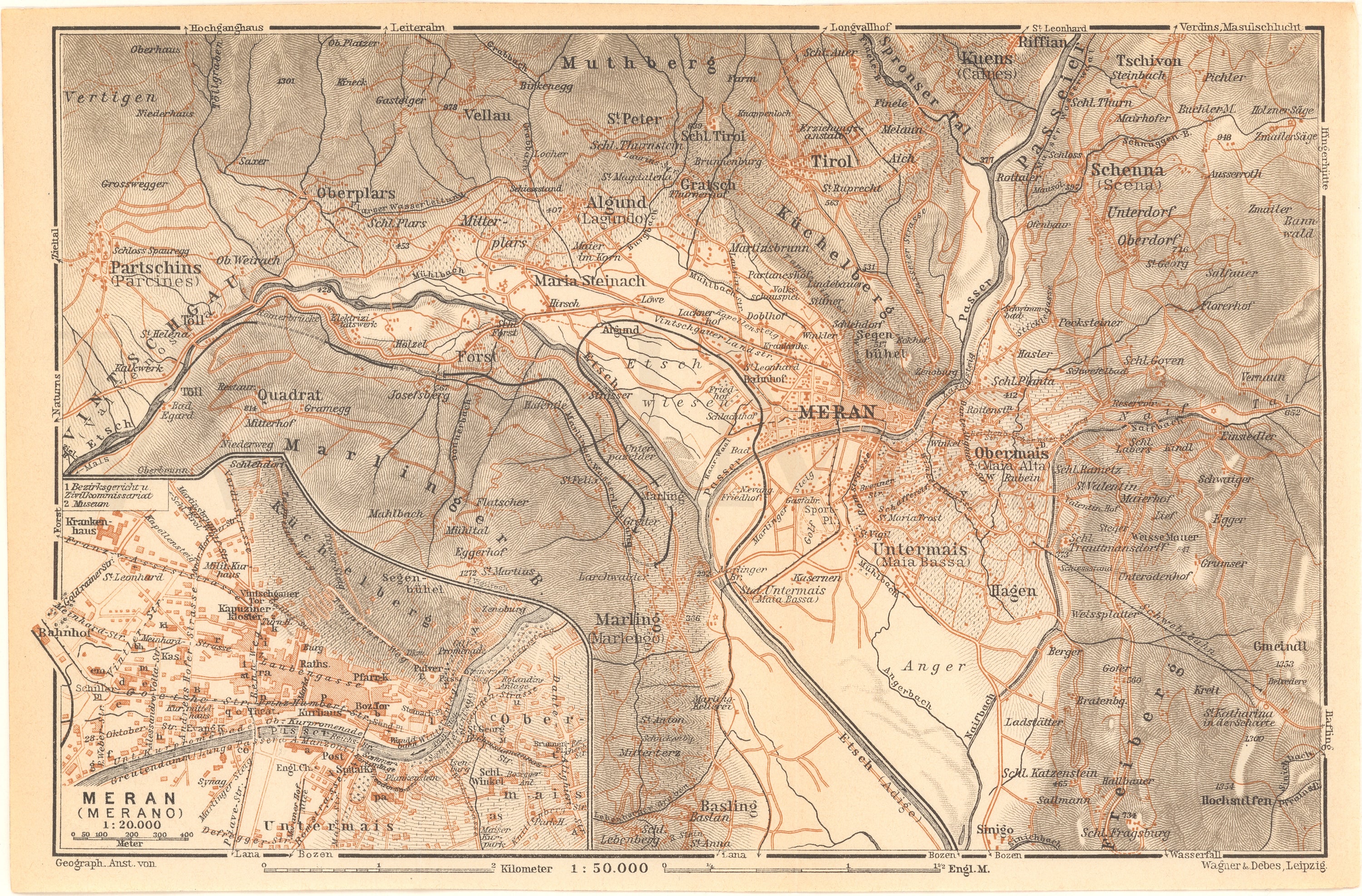 Merano, South Tyrol, Italy 1930 – WardMaps LLC