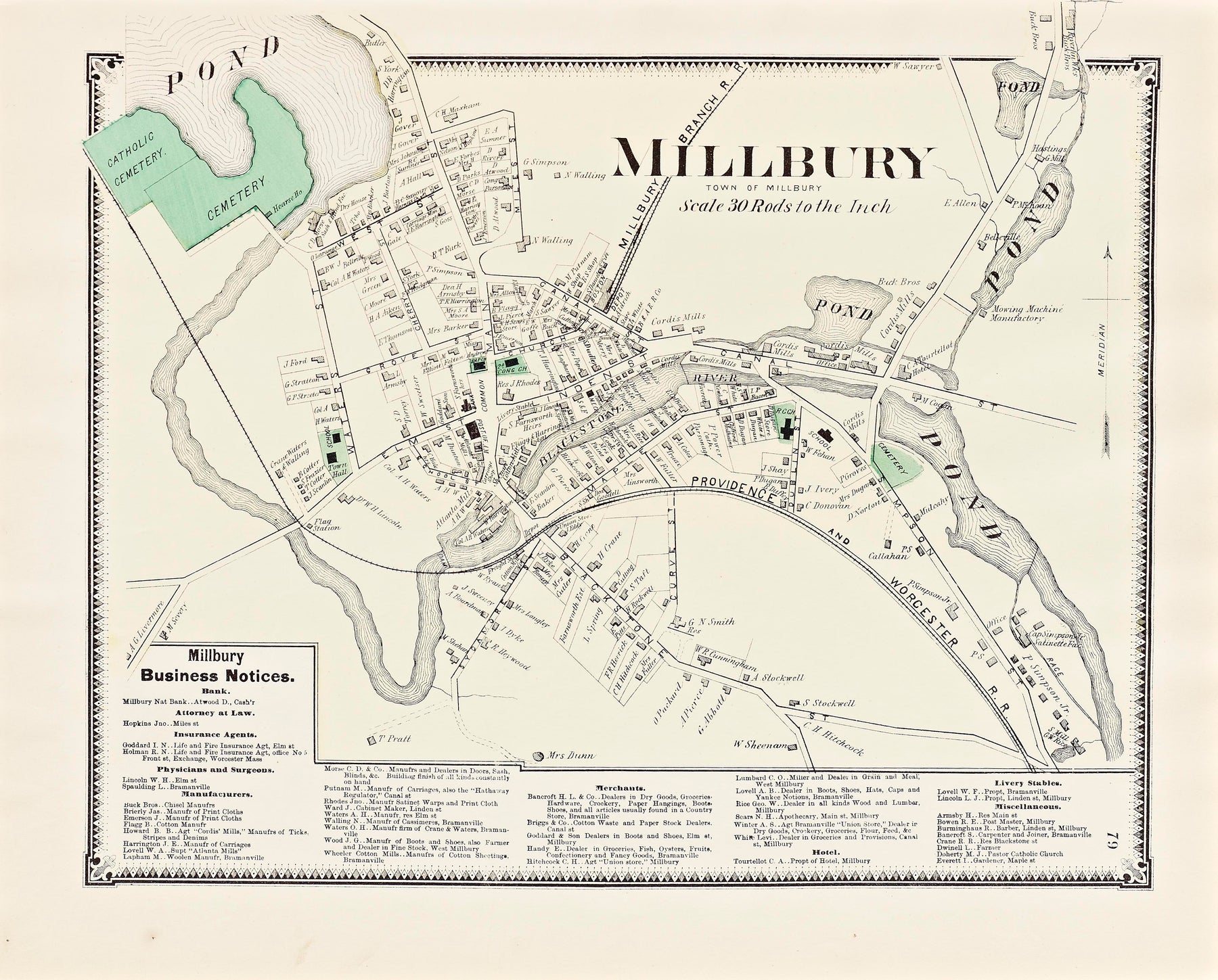 Millbury Center, Massachusetts 1870 – WardMaps LLC