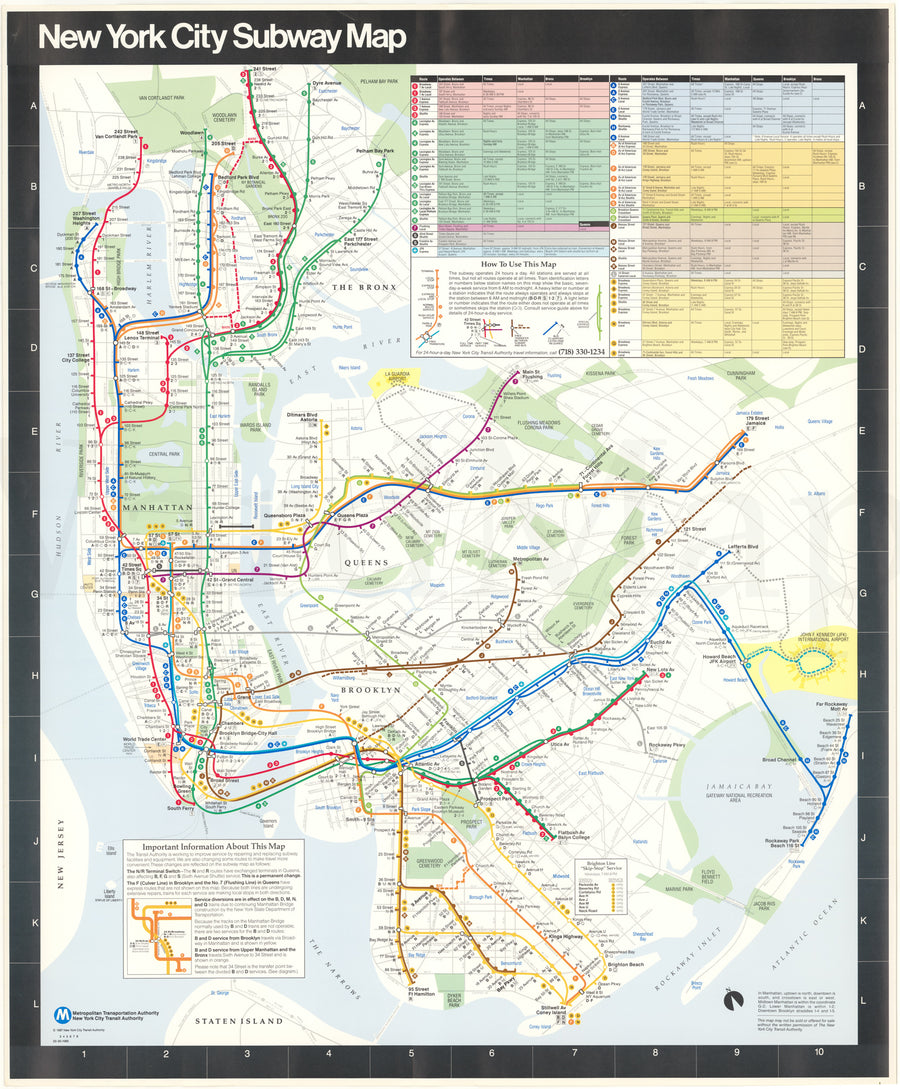 New York City Subway Map 1987 – WardMaps LLC