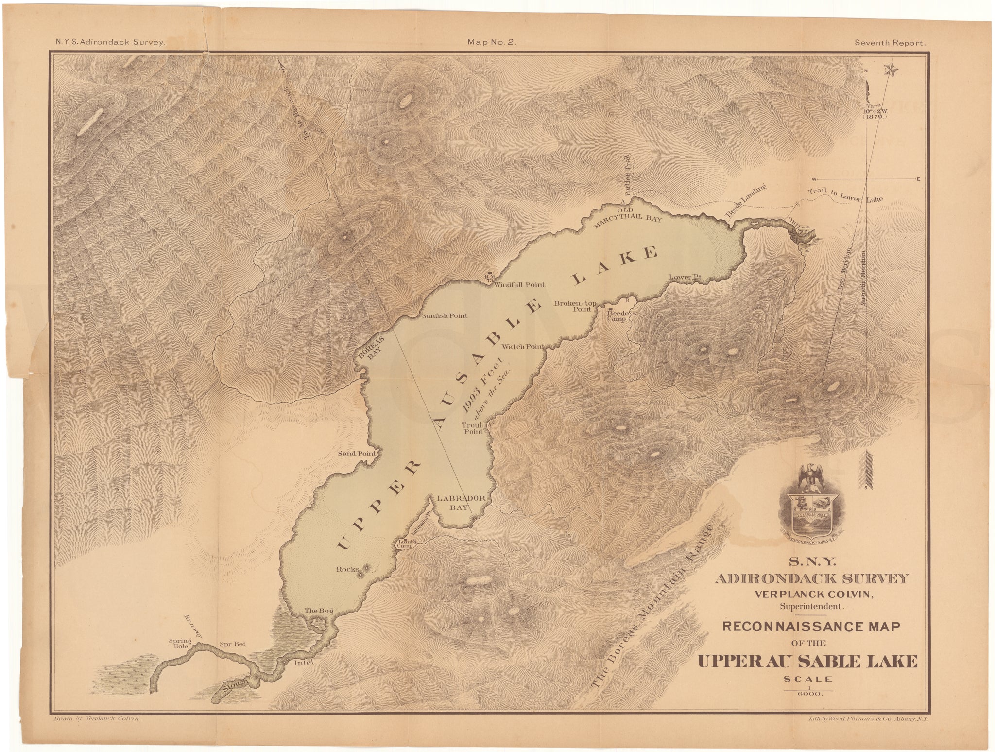 Upper Ausable Lake, Adirondacks, New York 1878 – WardMaps LLC