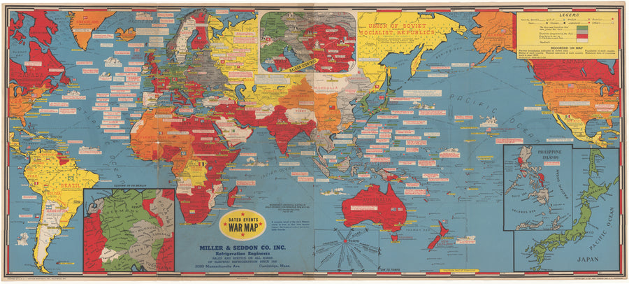 World 1942: Dated Events War Map (World War II) – WardMaps LLC